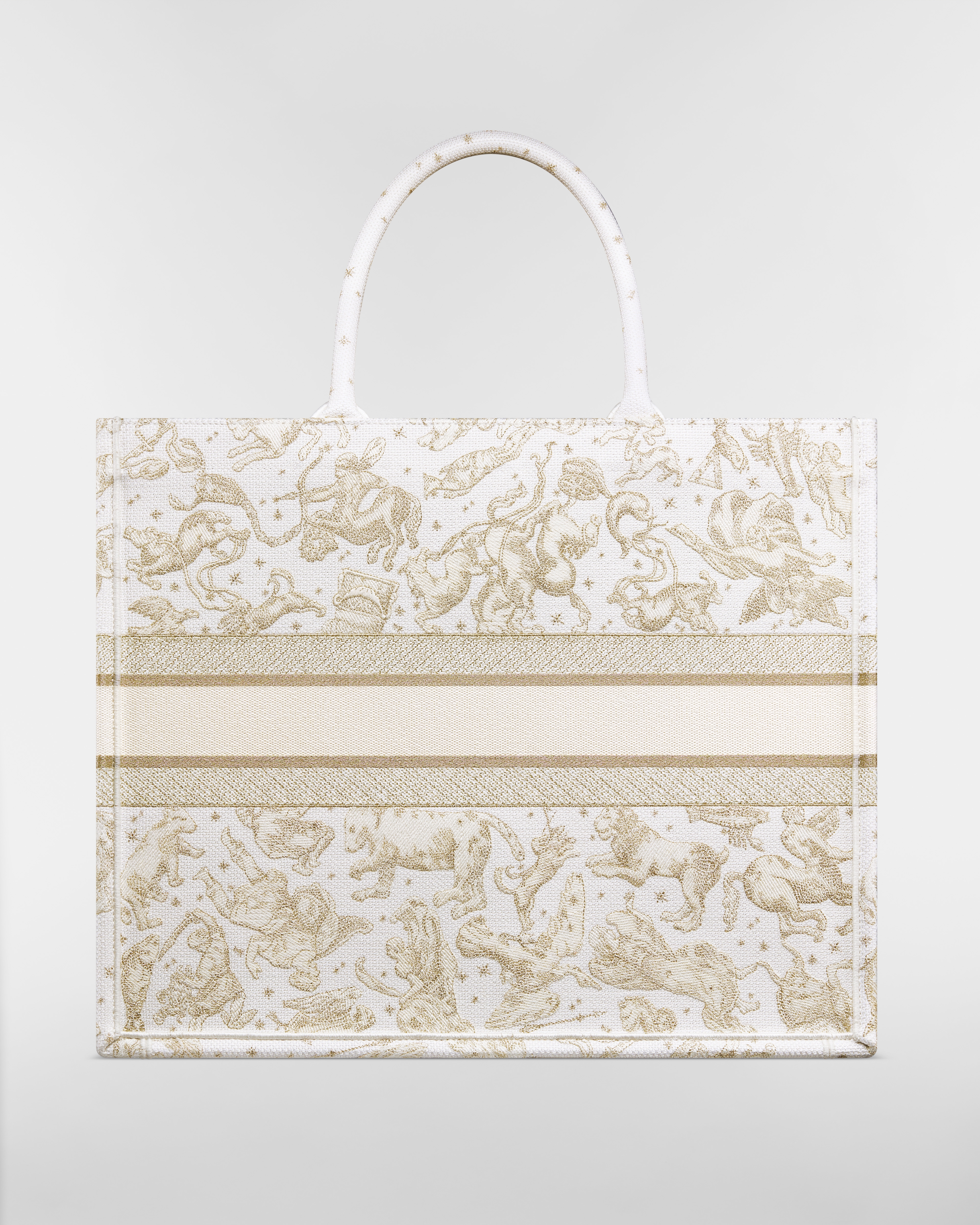 Large Dior Book Tote Latte and Gold-Tone Dior Zodiac Embroidery (42 x ...