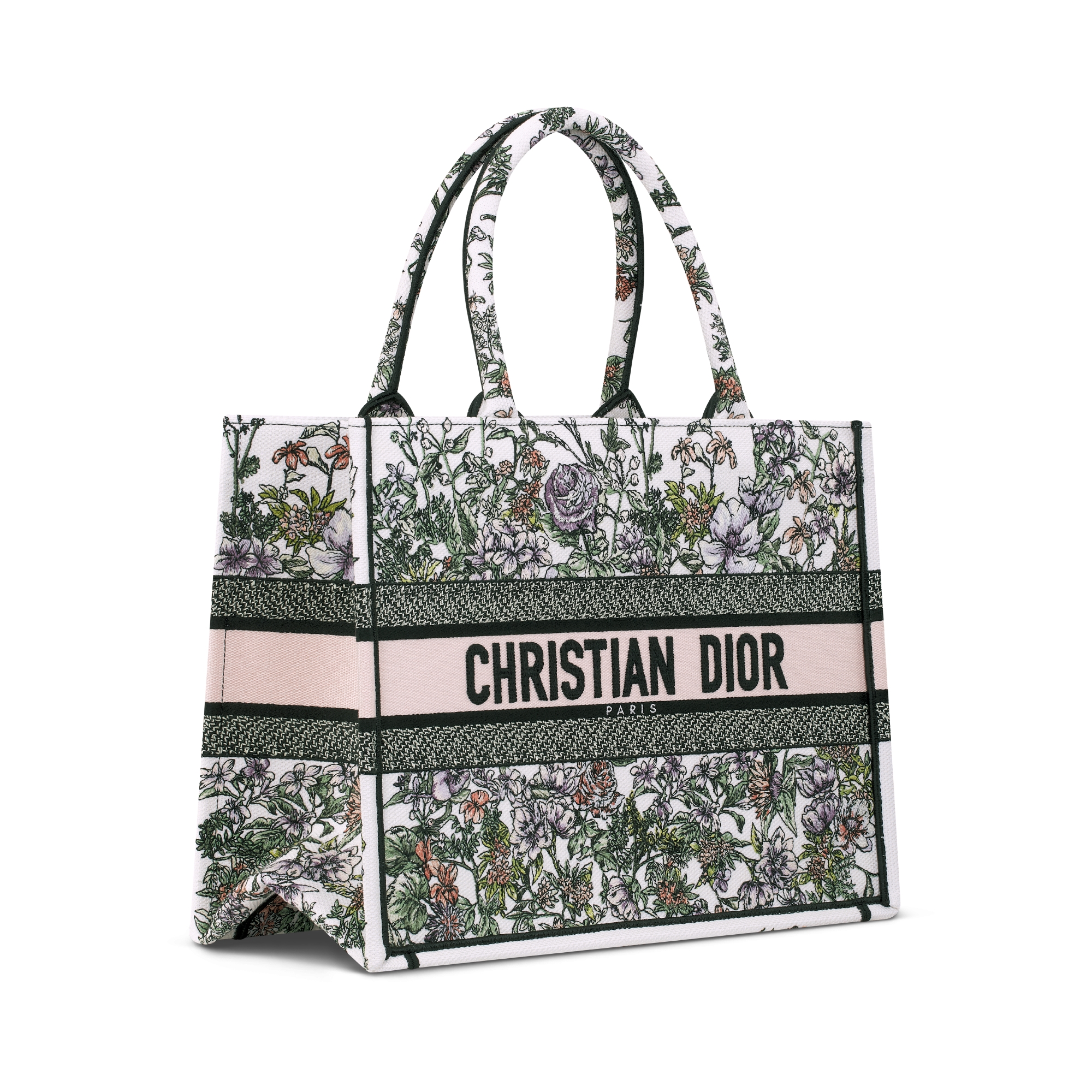 Sac Dior Book Tote Medium Broderie D-Floral blanc multicolore (36 x 27 ...