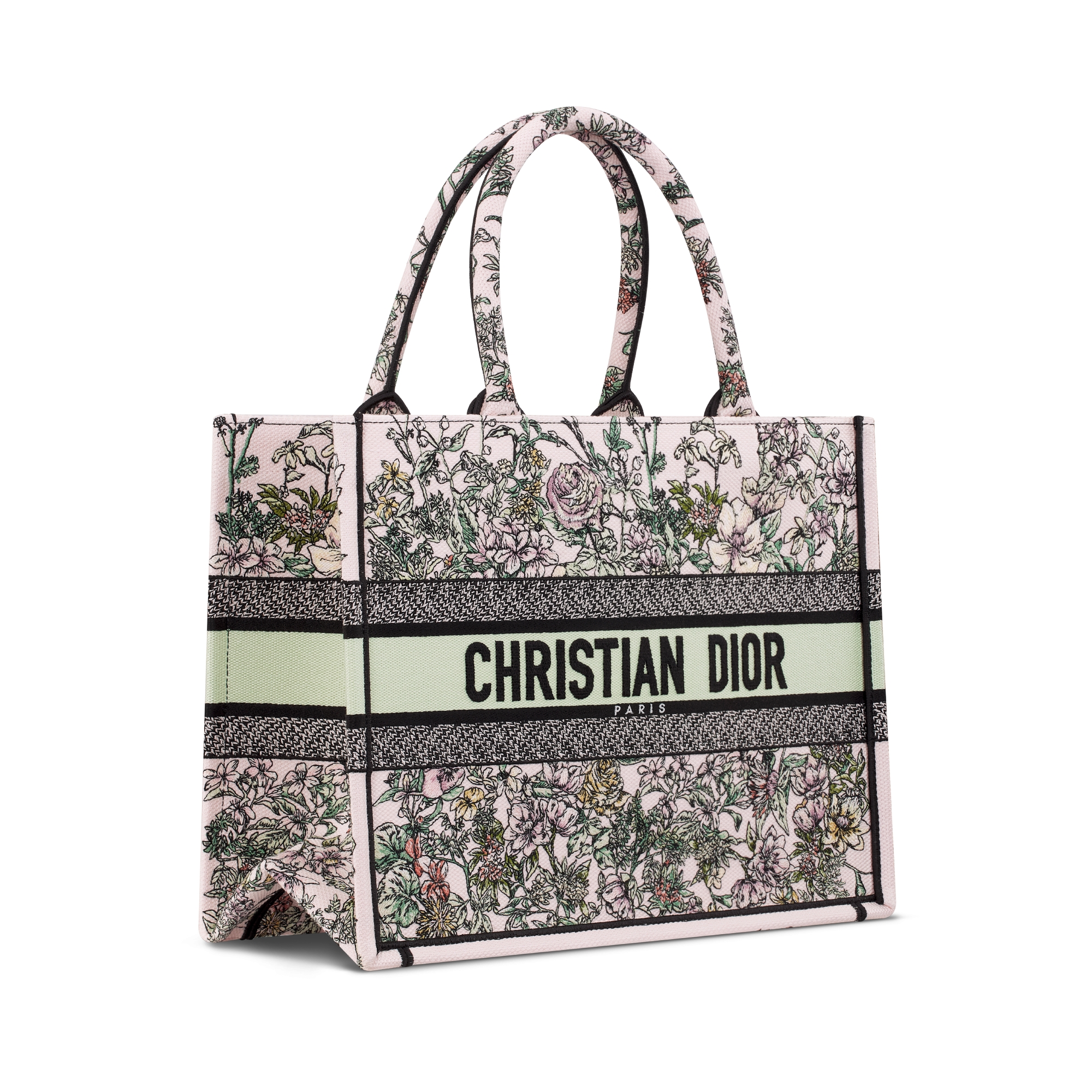 Dior Book Tote mediano Bordado D-Floral rosa multicolor (36 x 27,5 x 16 ...