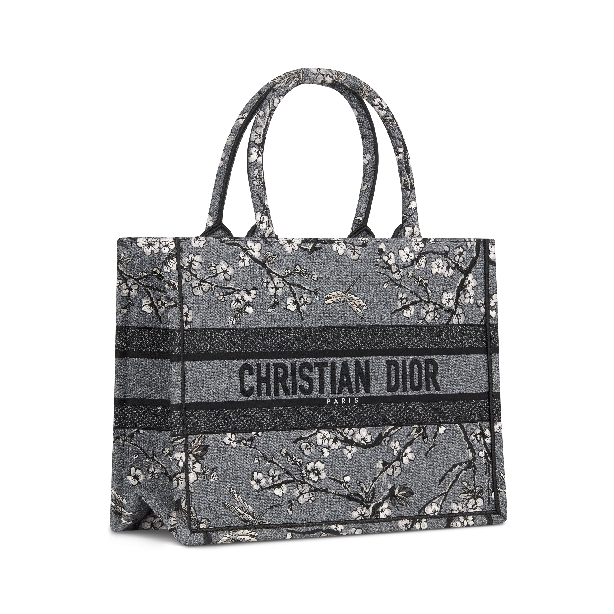 Medium Dior Book Tote Gray Jardin de Dior Embroidered Denim (36 x 27.5 ...