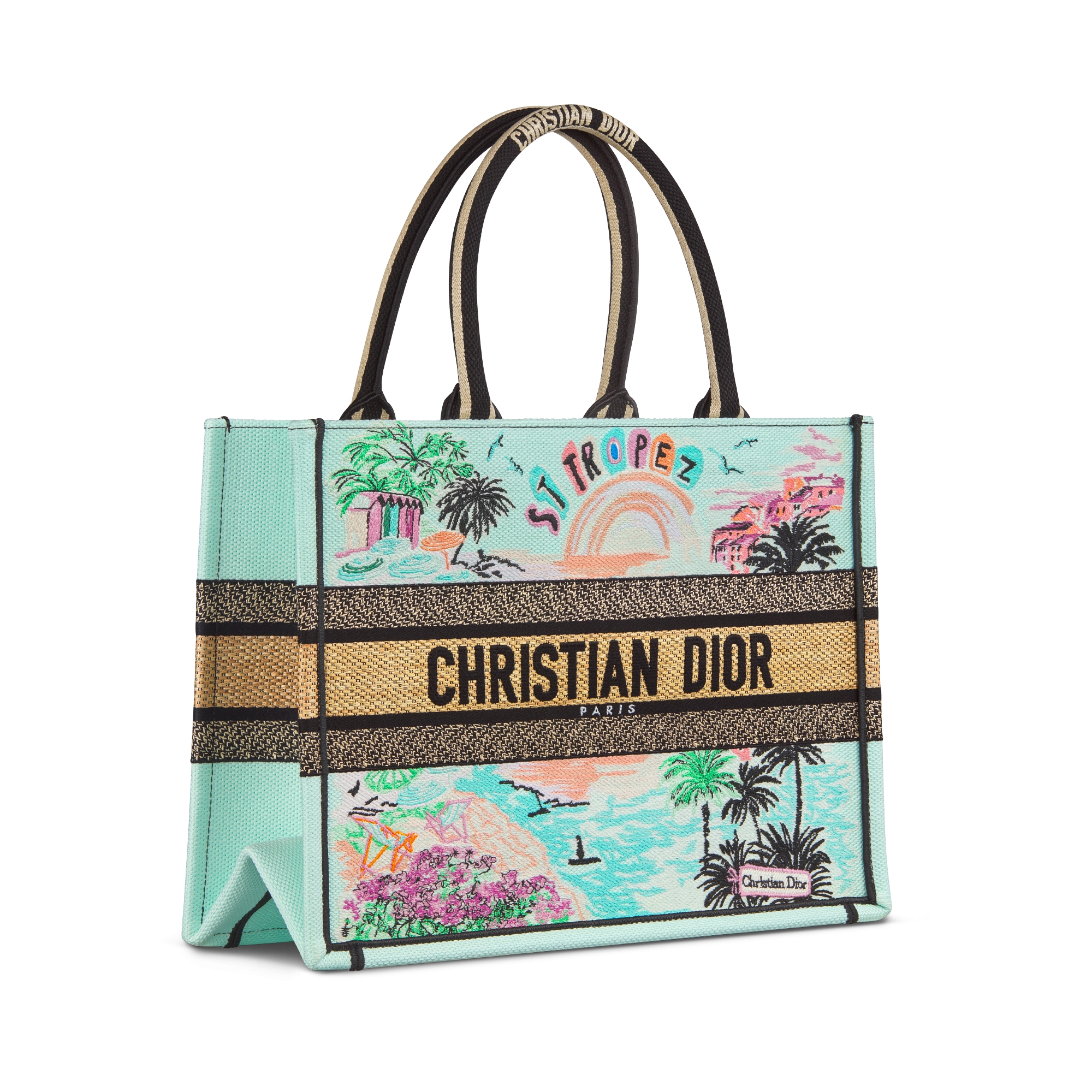 Dior Souvenir Medium Dior Book Tote Natural Raffia and Multicolor ...