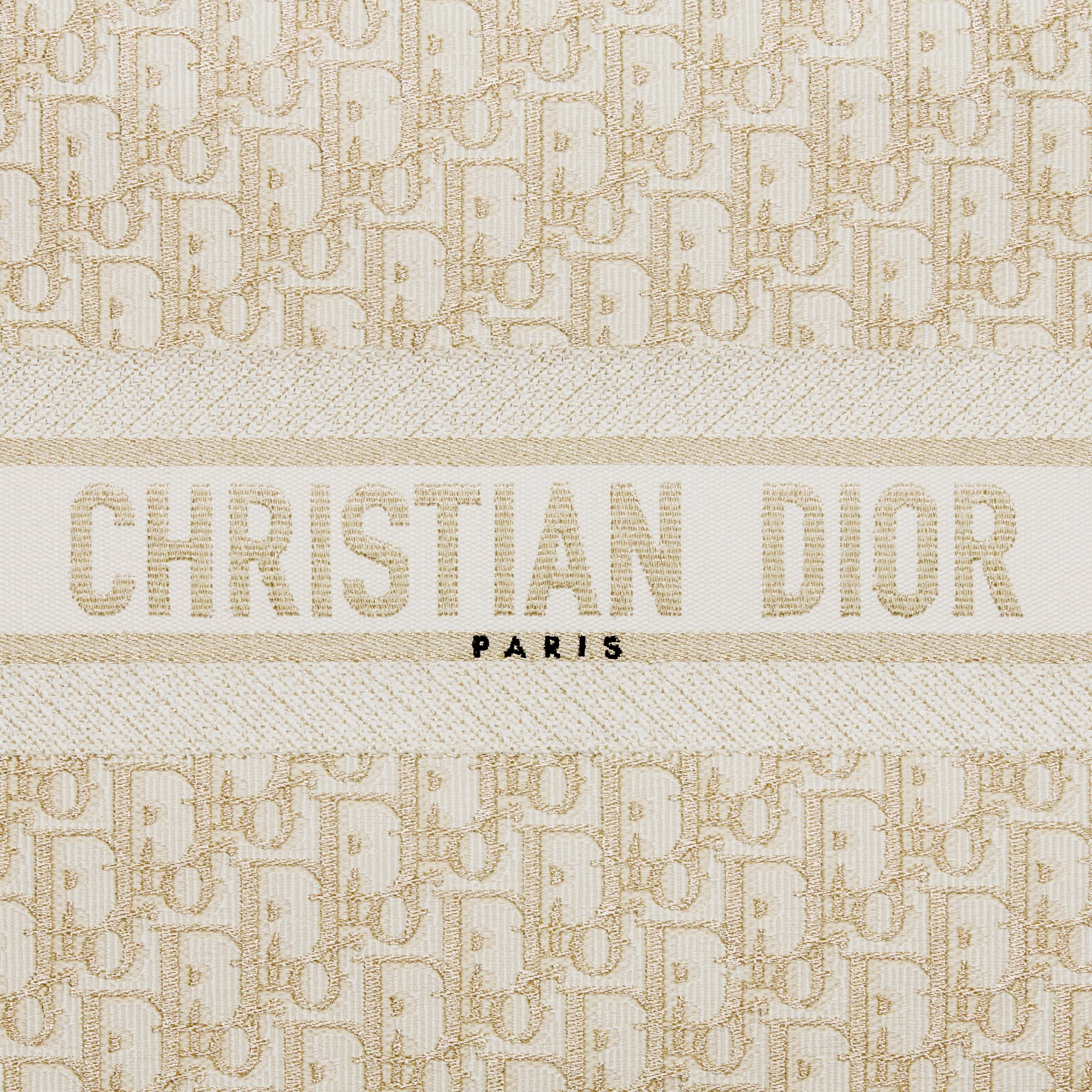 Borsa media Dior Book Tote Ricamo Dior Oblique bianco e color oro (36 x ...