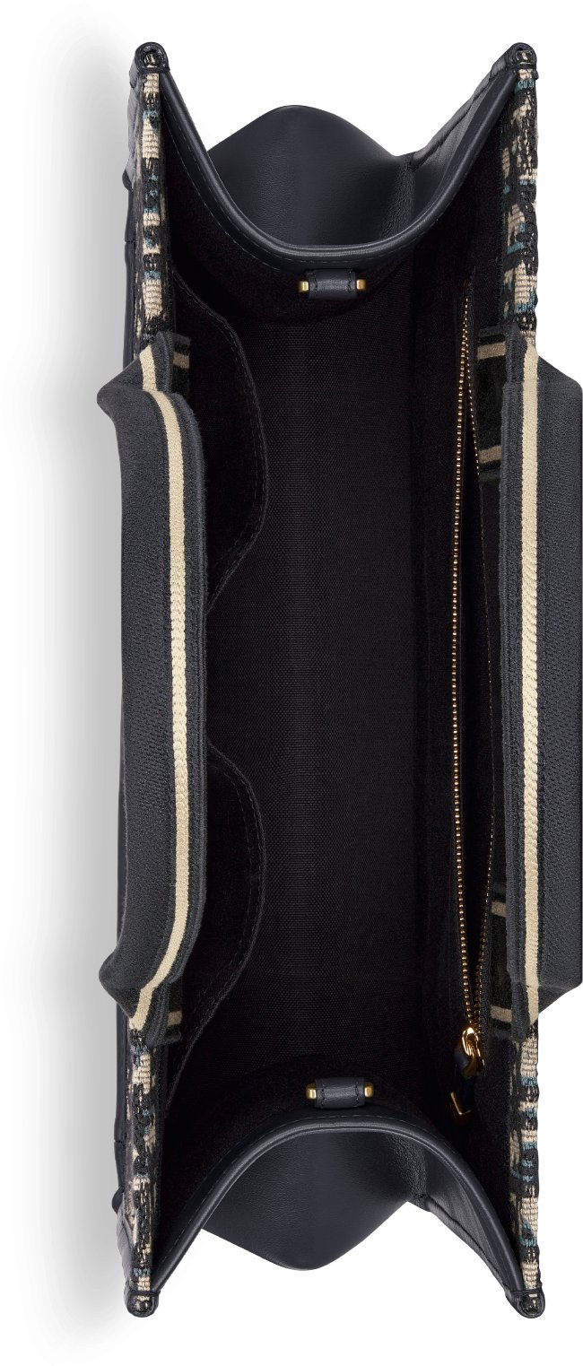 Medium Dior Book Tote Blue Dior Oblique Embroidery and Calfskin (36.5 x ...