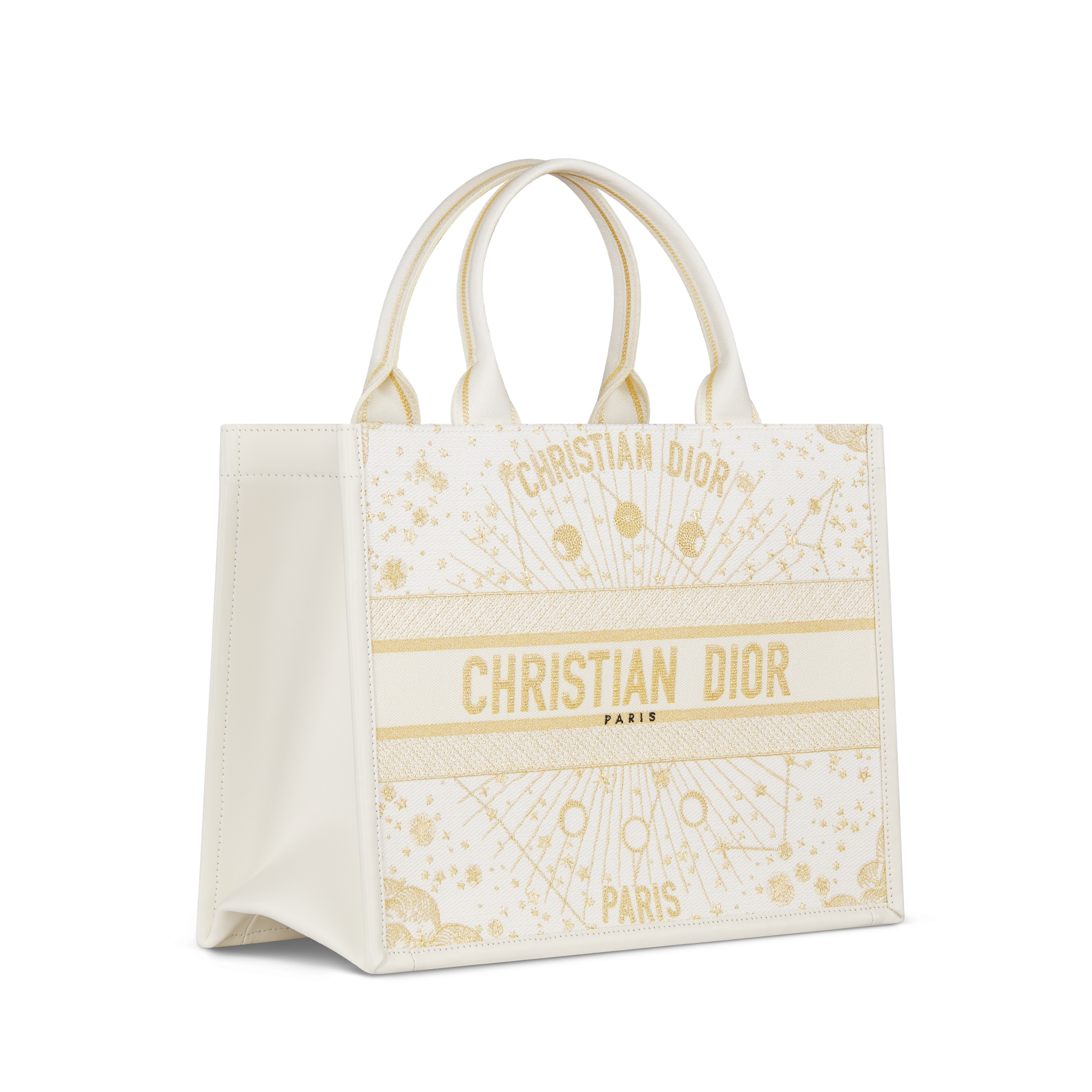 Medium Dior Book Tote Latte Embroidery with Gold-Tone Dior Astral Motif ...