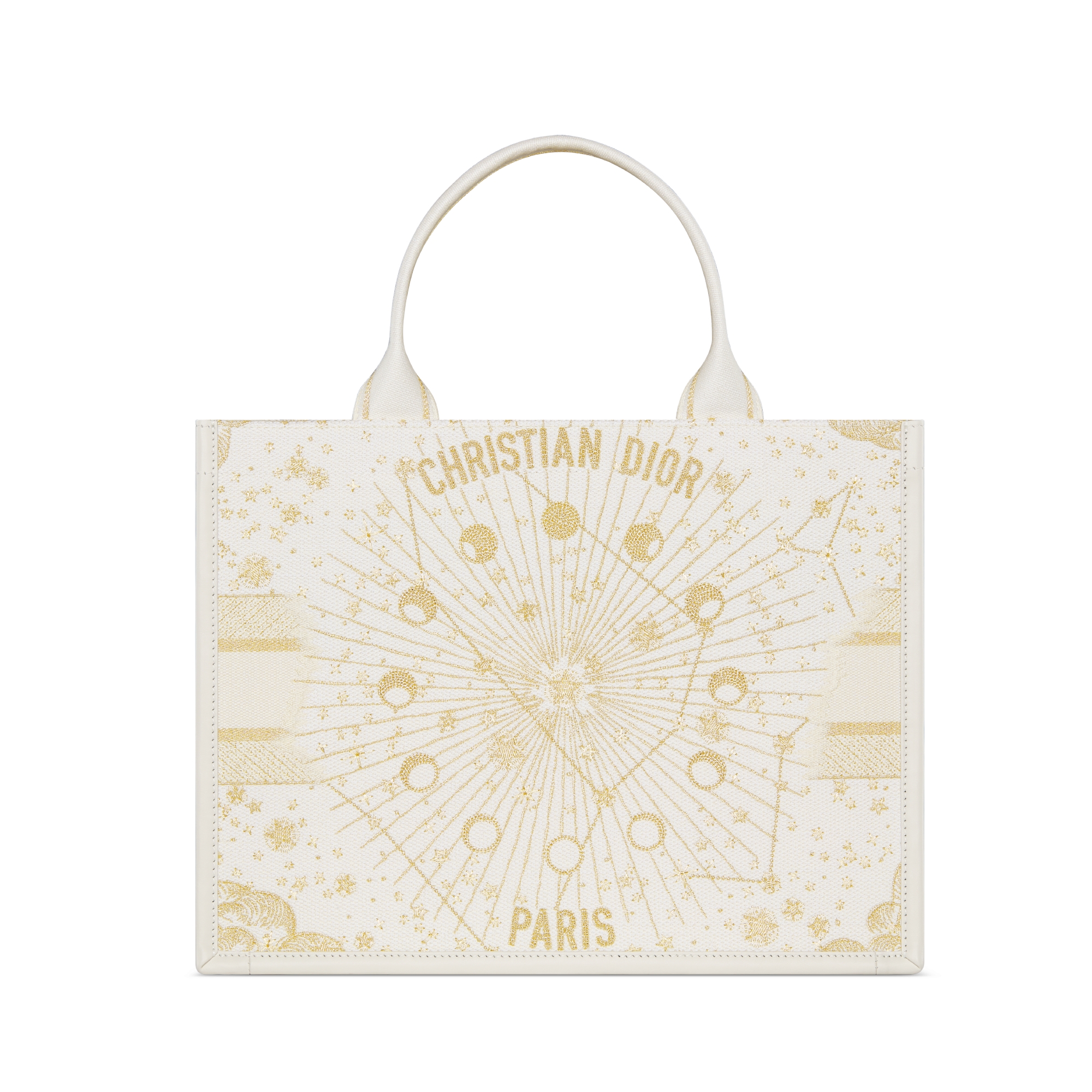 Medium Dior Book Tote Latte Embroidery with Gold-Tone Dior Astral Motif ...