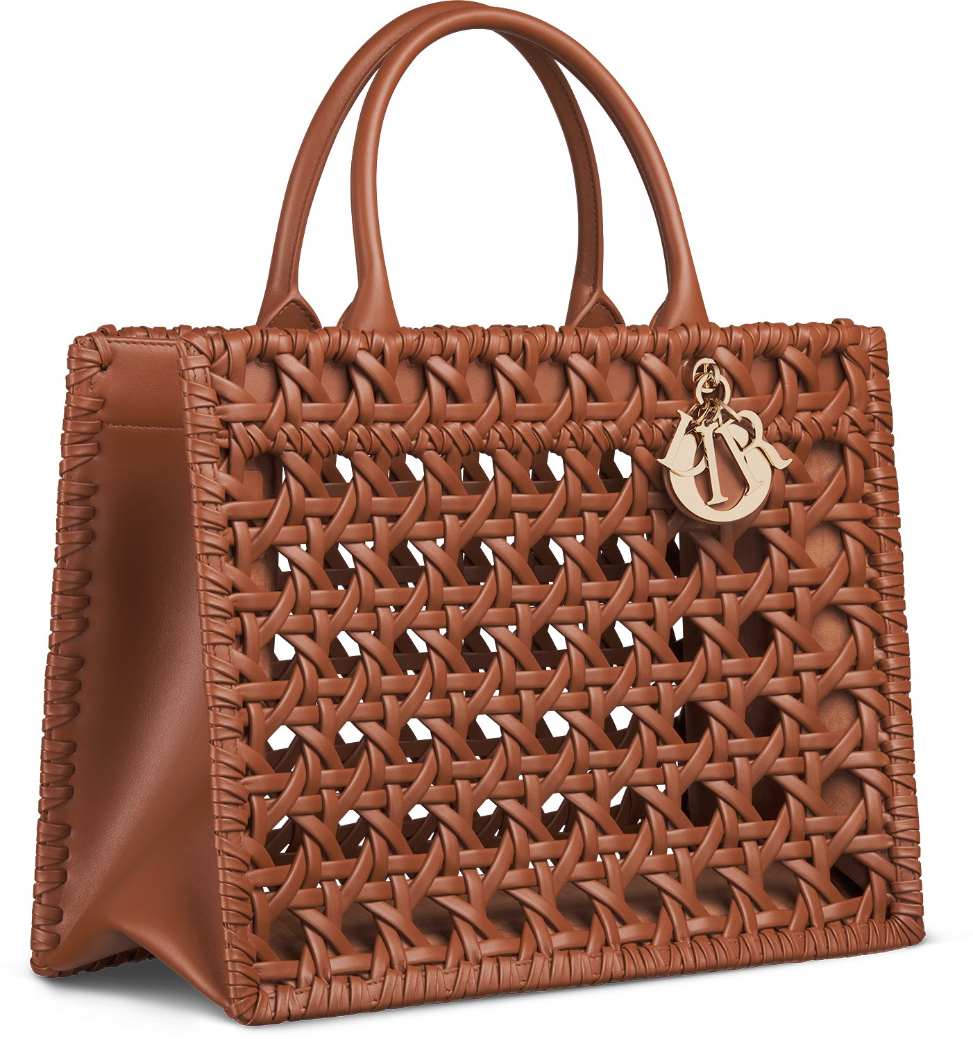 Dior Book Tote mediano Piel de becerro trenzada Cannage dorado Saddle ...