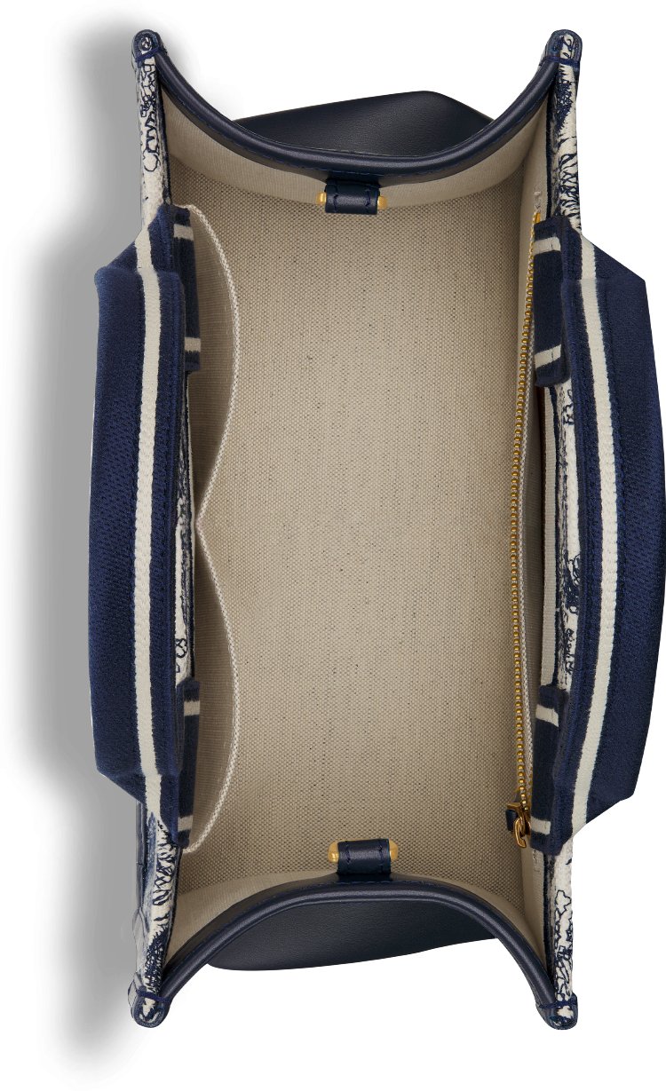 Small Dior Book Tote White and Navy Blue Toile de Jouy Sauvage ...