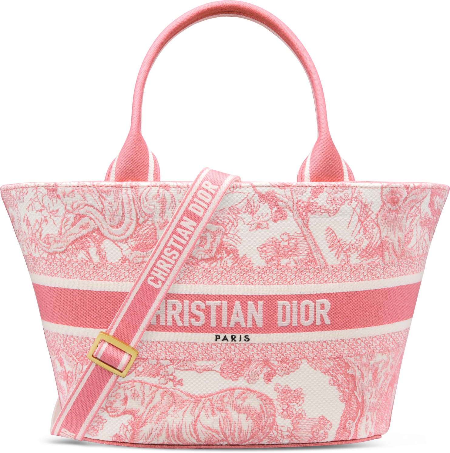 Dioriviera Hat Basket Bag Candy Pink Toile de Jouy Embroidery | DIOR