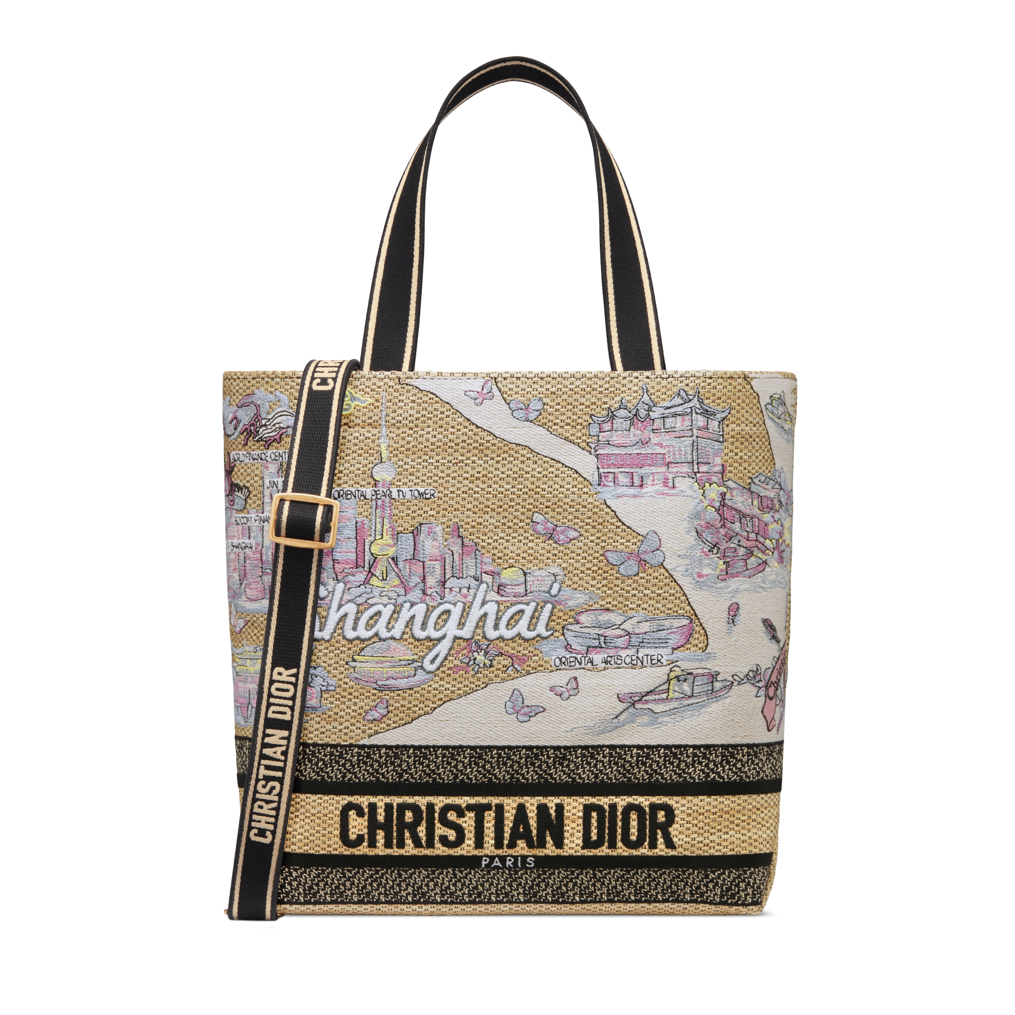 Dior Souvenir Medium Soft Dior Book Tote Natural Raffia and Multicolor ...