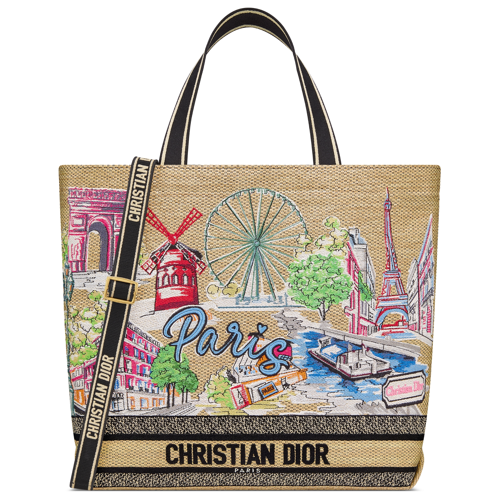 Dior Souvenir Medium Soft Dior Book Tote Natural Raffia and Multicolor ...