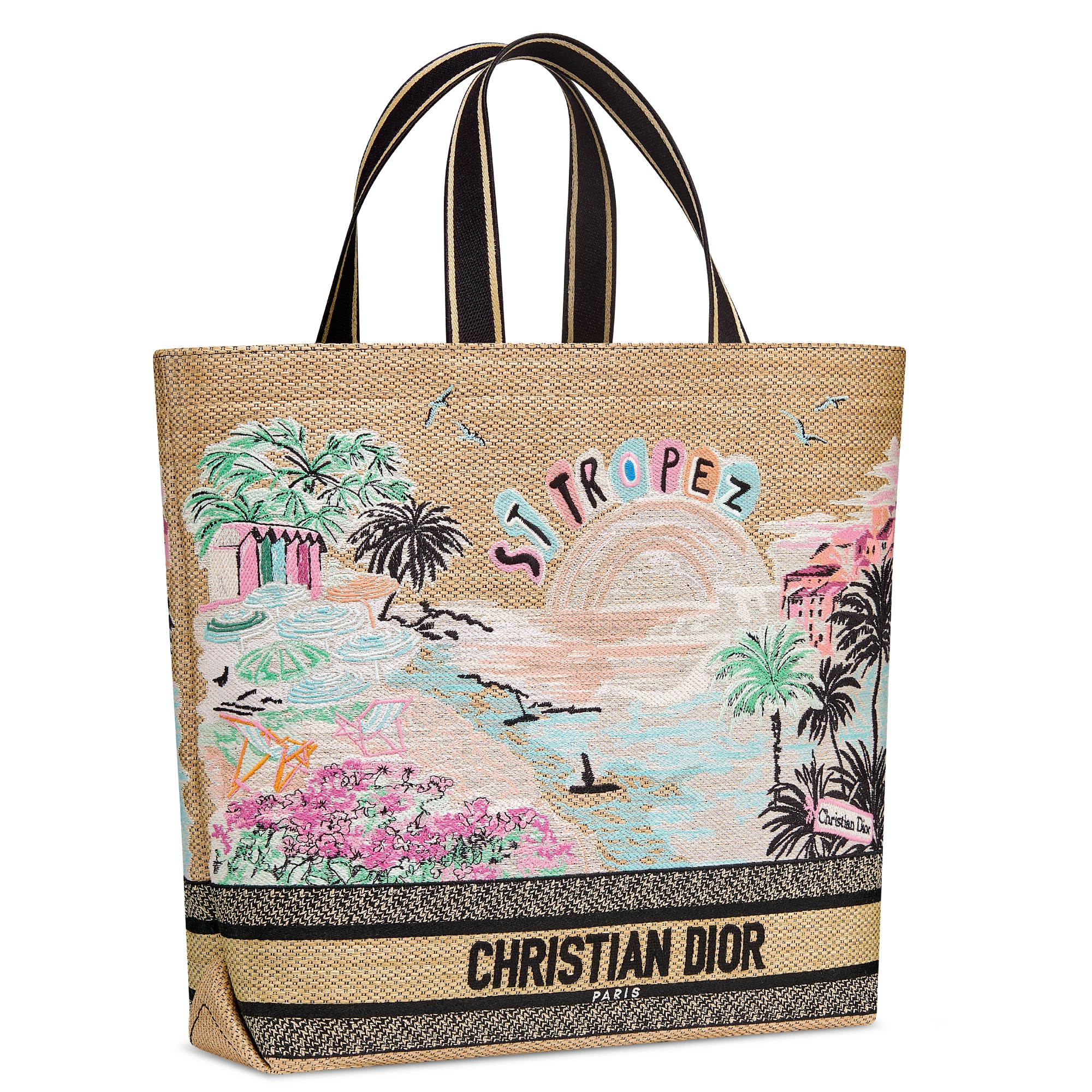 Dior Souvenir Large Soft Dior Book Tote Natural Raffia and Multicolor ...