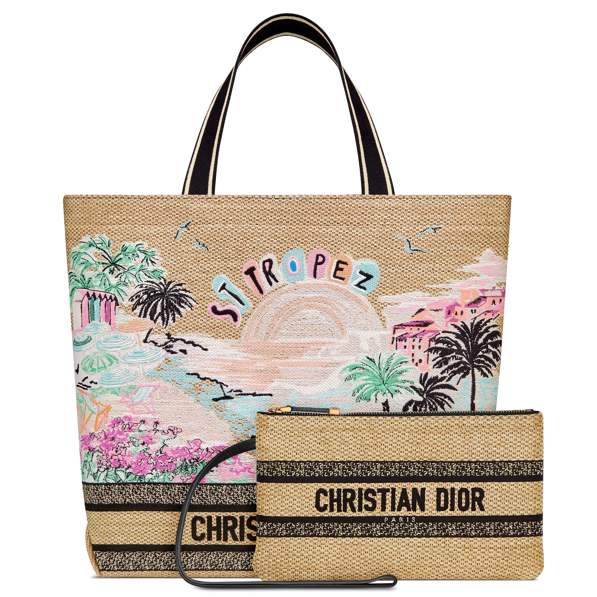 Dior Souvenir Large Soft Dior Book Tote Natural Raffia and Multicolor ...