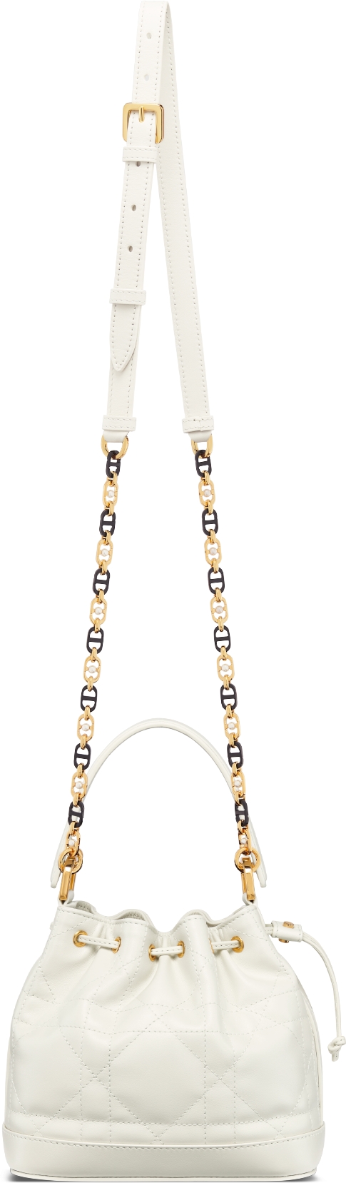 Small Dior Jolie Bucket Bag Latte Macrocannage Lambskin and Calfskin | DIOR