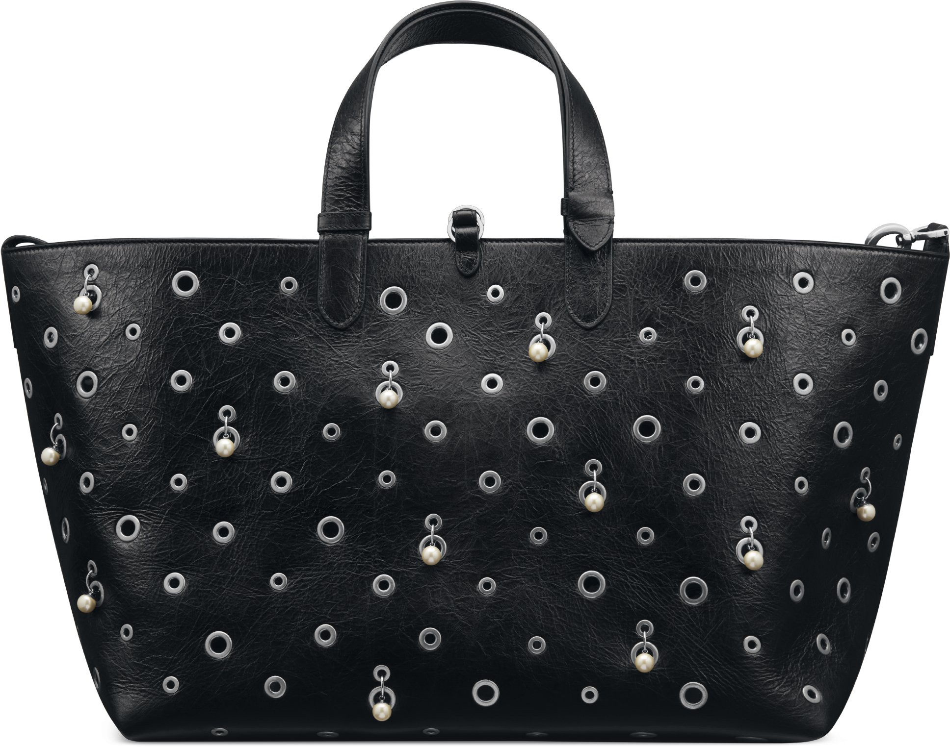 Large Dior Toujours Bag Black Crinkled Calfskin with Silver-Finish ...