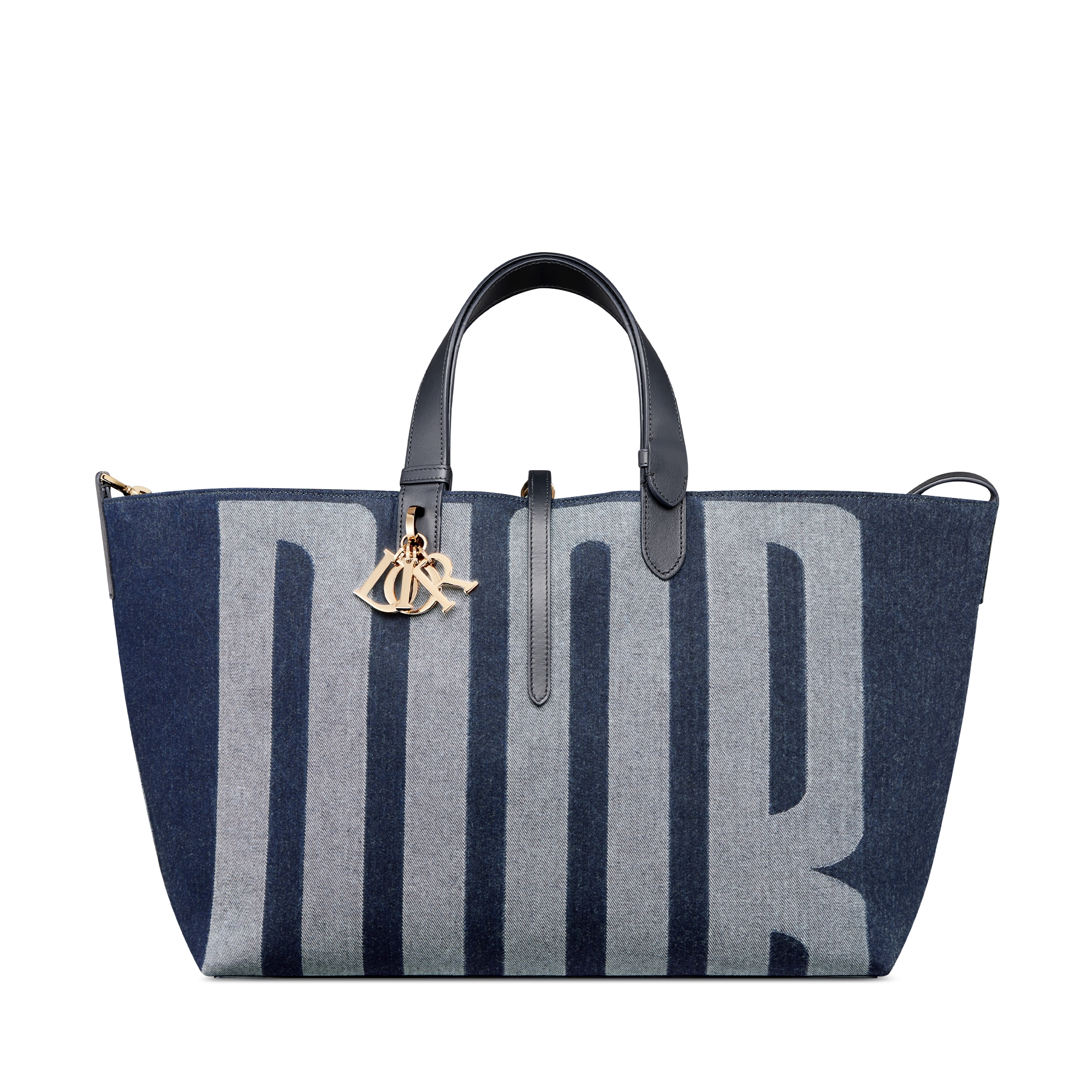 Large Dior Toujours Bag Blue Denim Printed with Dior Graphique Motif | DIOR
