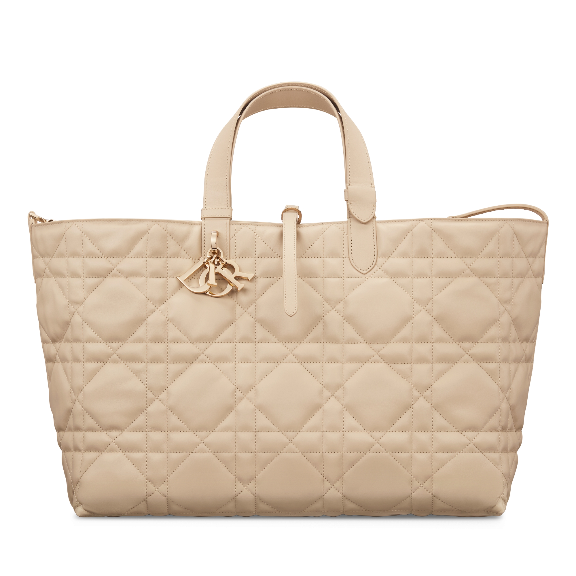 Large Dior Toujours Bag Powder Beige Macrocannage Calfskin | DIOR