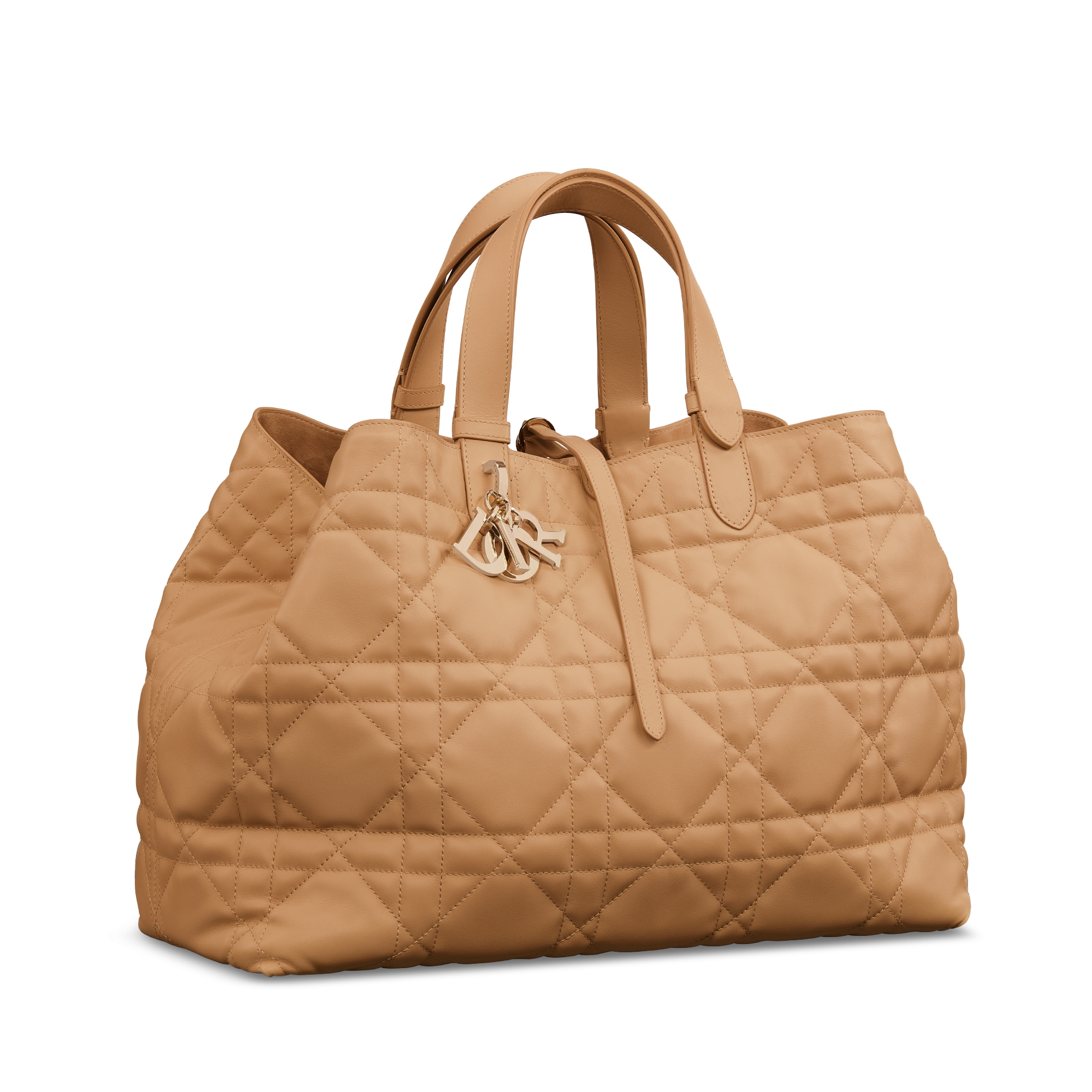 Large Dior Toujours Bag Medium Tan Macrocannage Calfskin | DIOR
