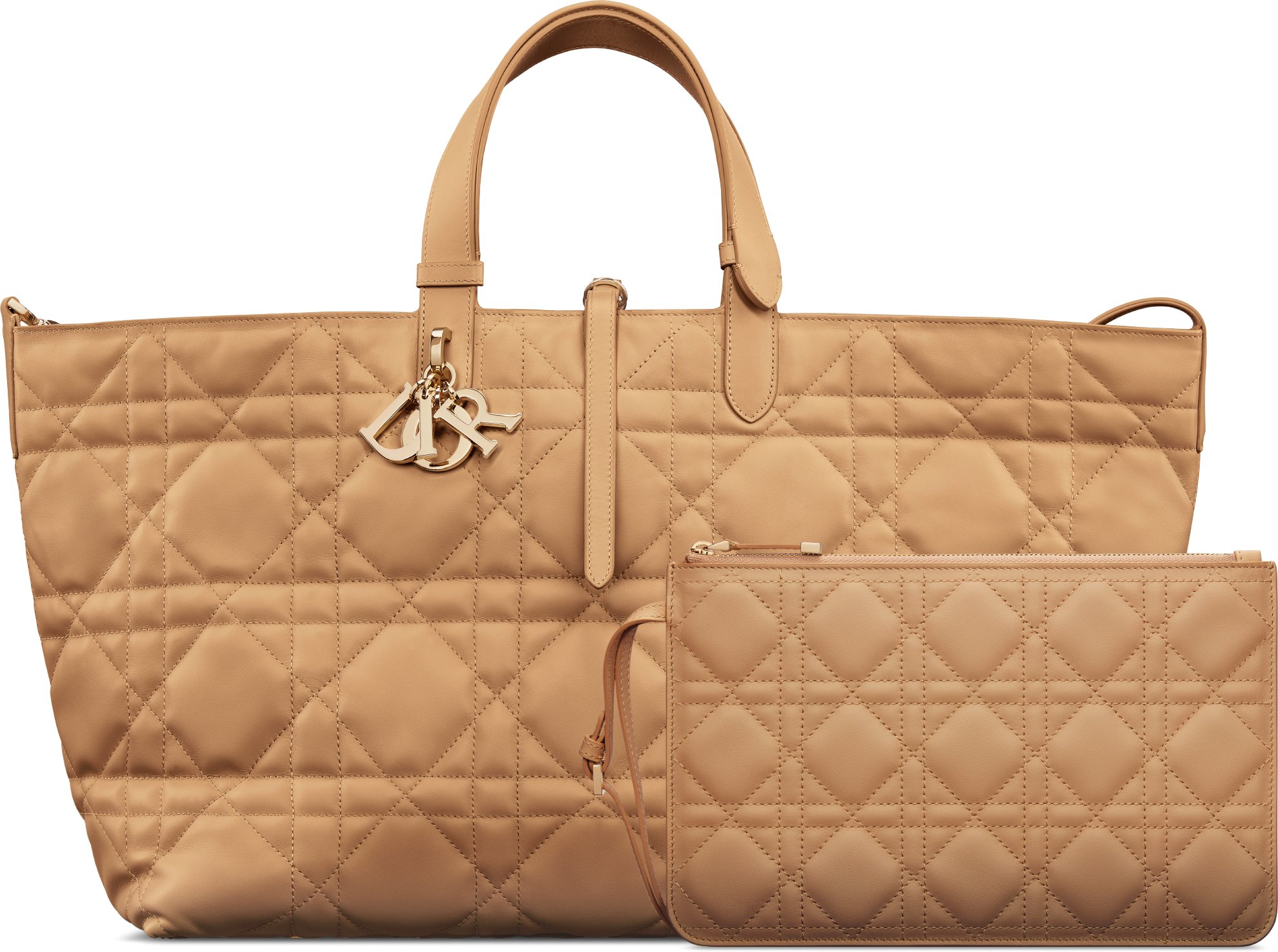 Large Dior Toujours Bag Medium Tan Macrocannage Calfskin | DIOR