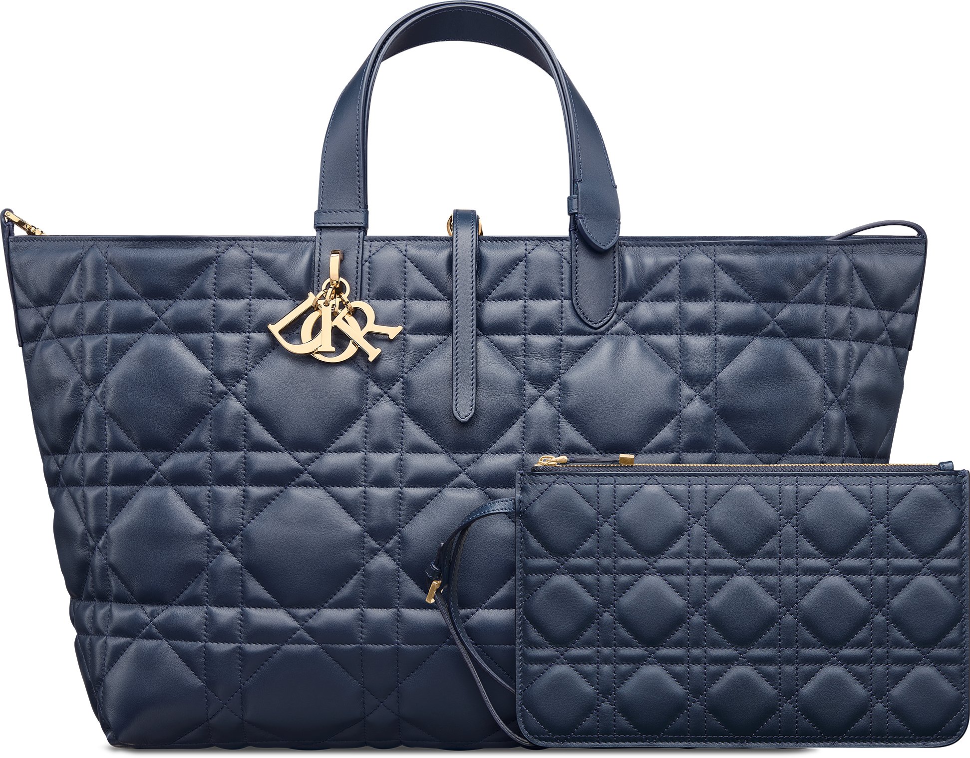 Large Dior Toujours Bag Deep Ocean Blue Macrocannage Calfskin | DIOR