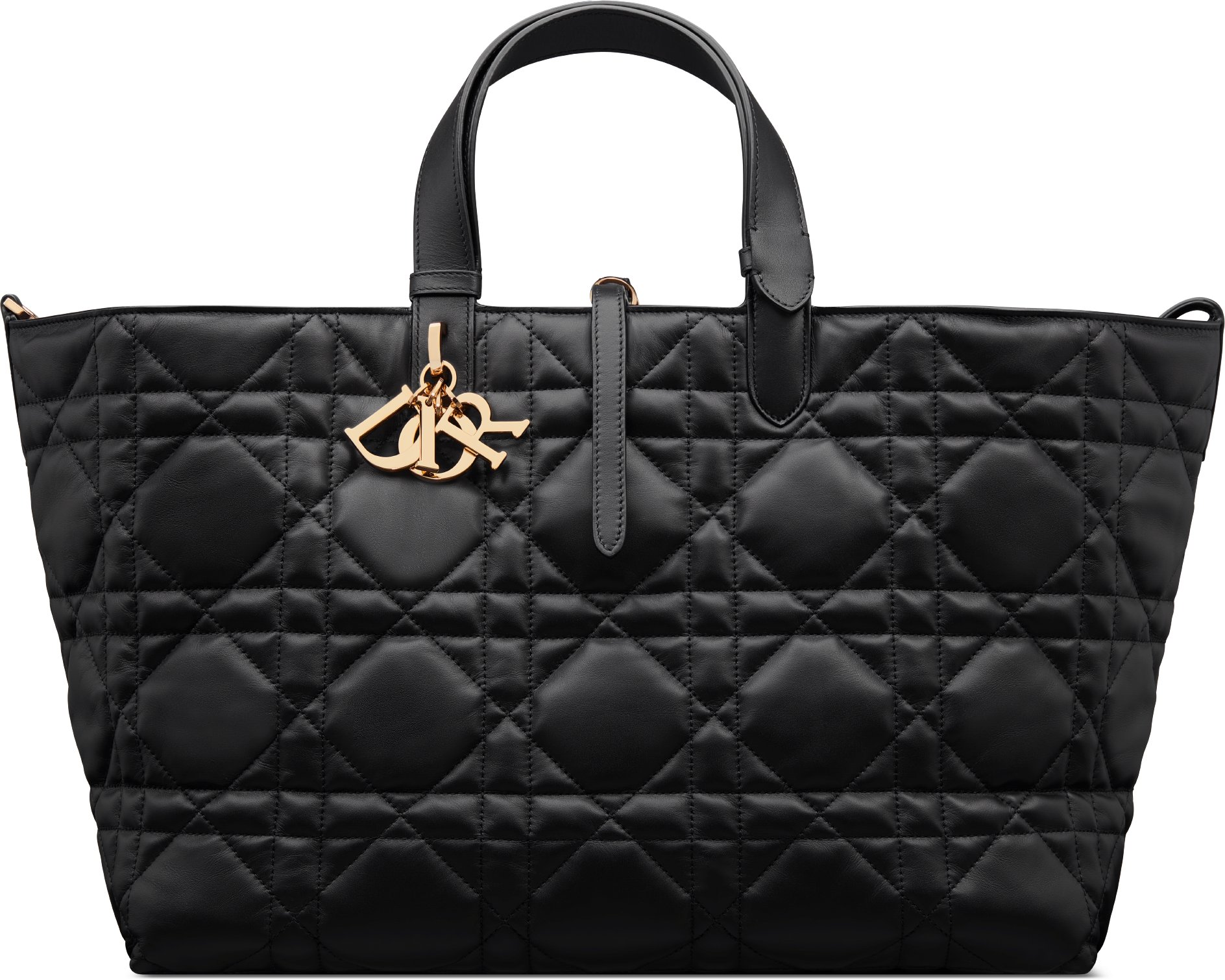 Grote Dior Toujours-tas Zwart kalfsleer met Macrocannage-motief | DIOR