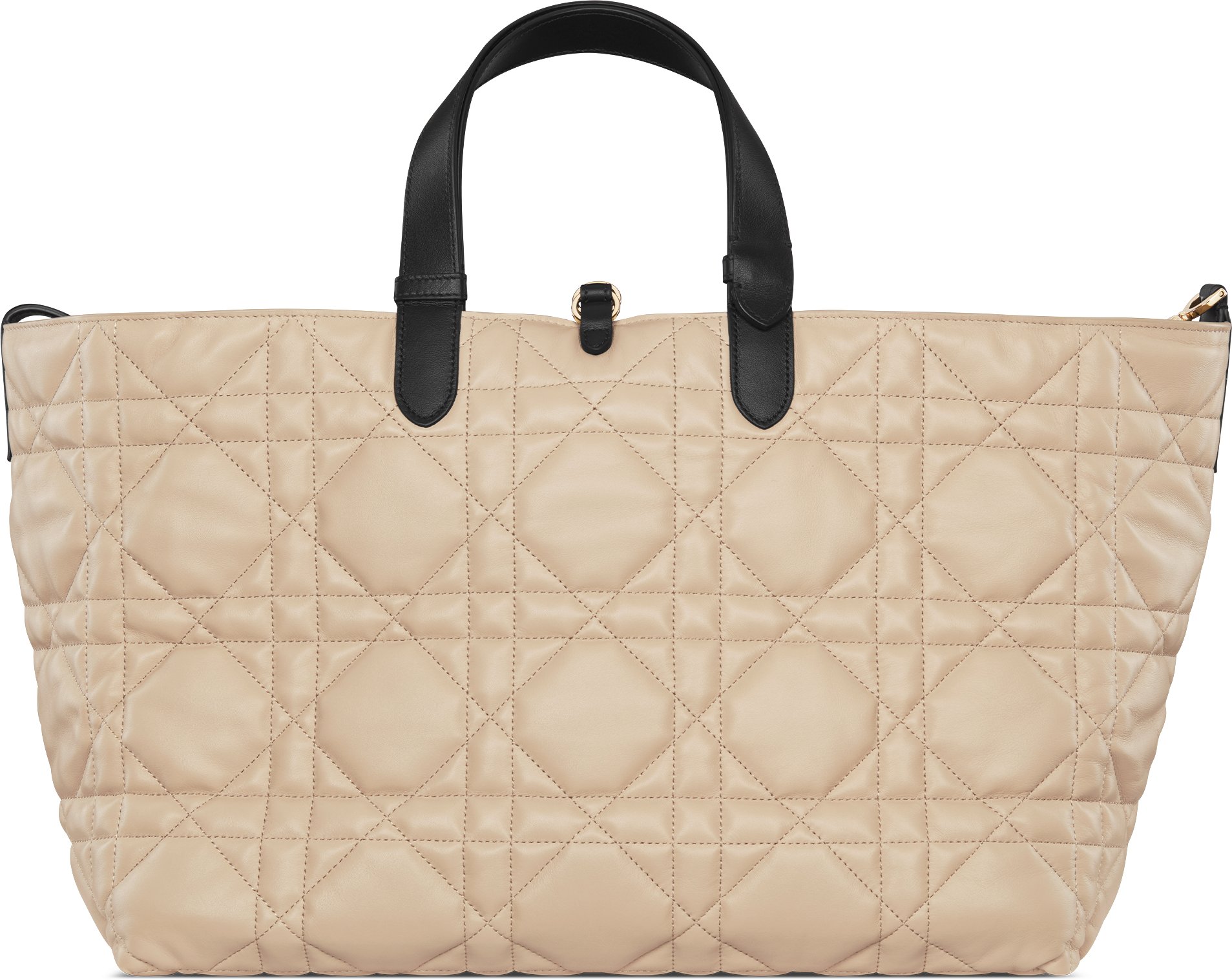 Large Dior Toujours Bag Rope Beige and Black Macrocannage Calfskin | DIOR