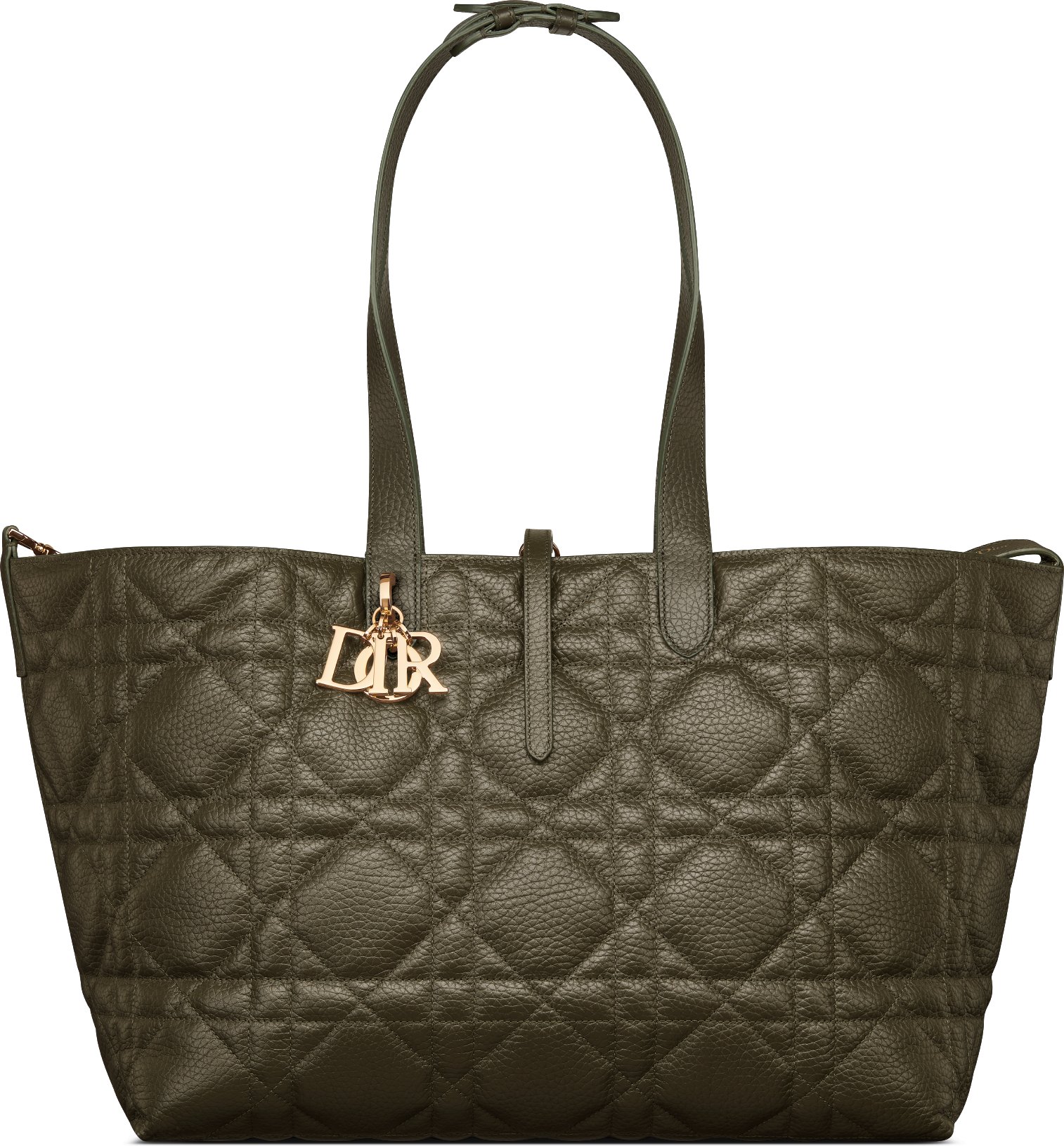 Large Dior Toujours Bag Khaki Macrocannage Grained Calfskin | DIOR