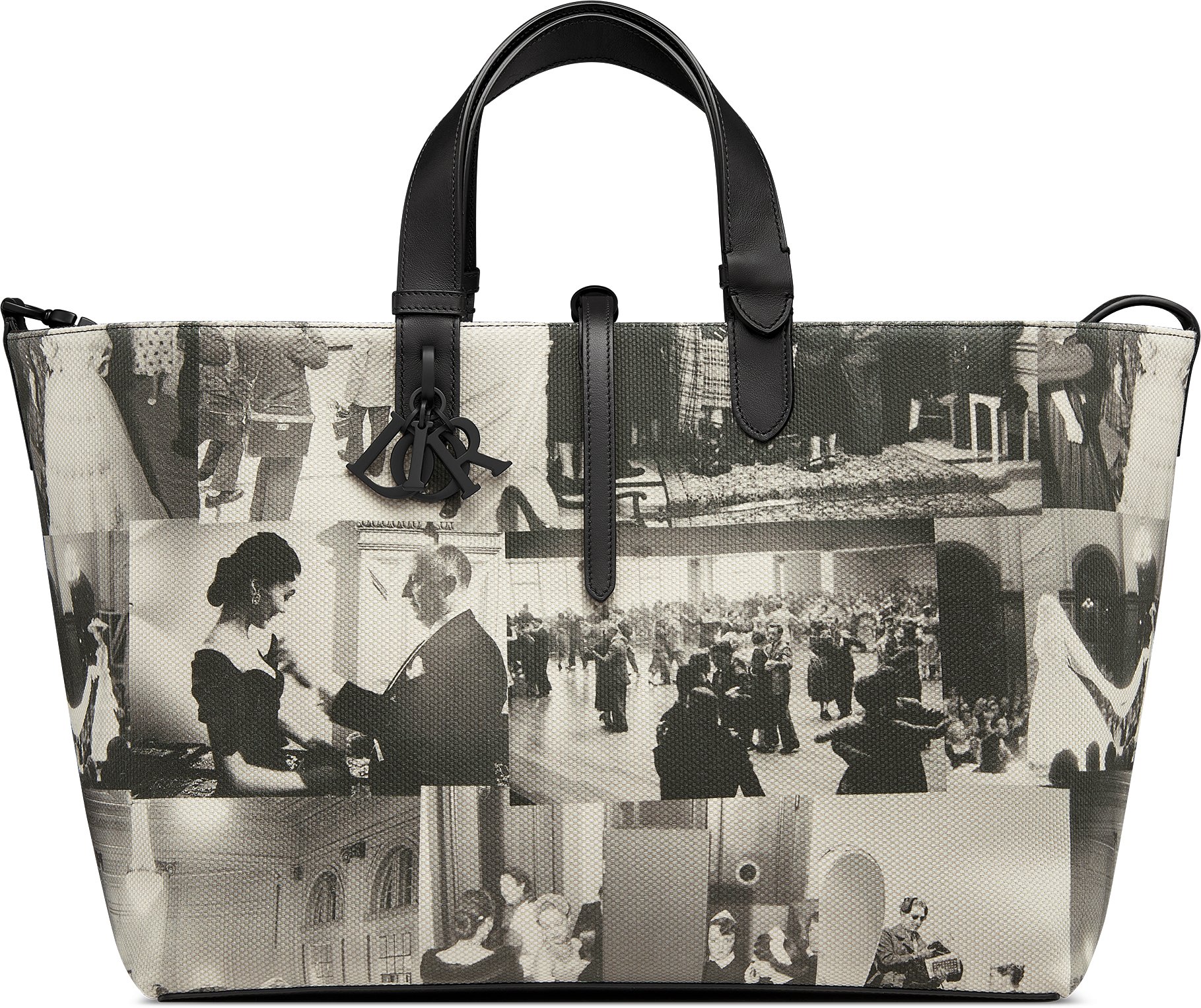 Dior Toujours 라지 백 블랙 & 화이트 Monsieur Dior Patchwork 프린트 테크니컬 패브릭 | DIOR