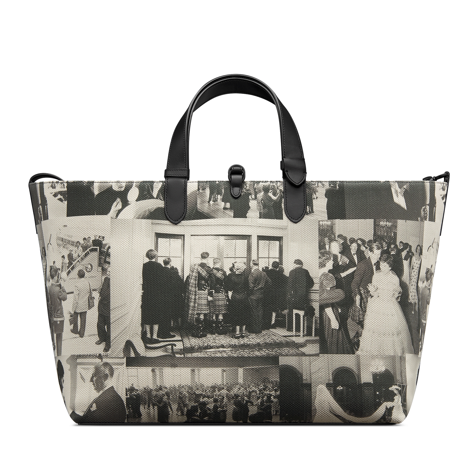 Large Dior Toujours Bag Black and White Technical Fabric with Monsieur ...