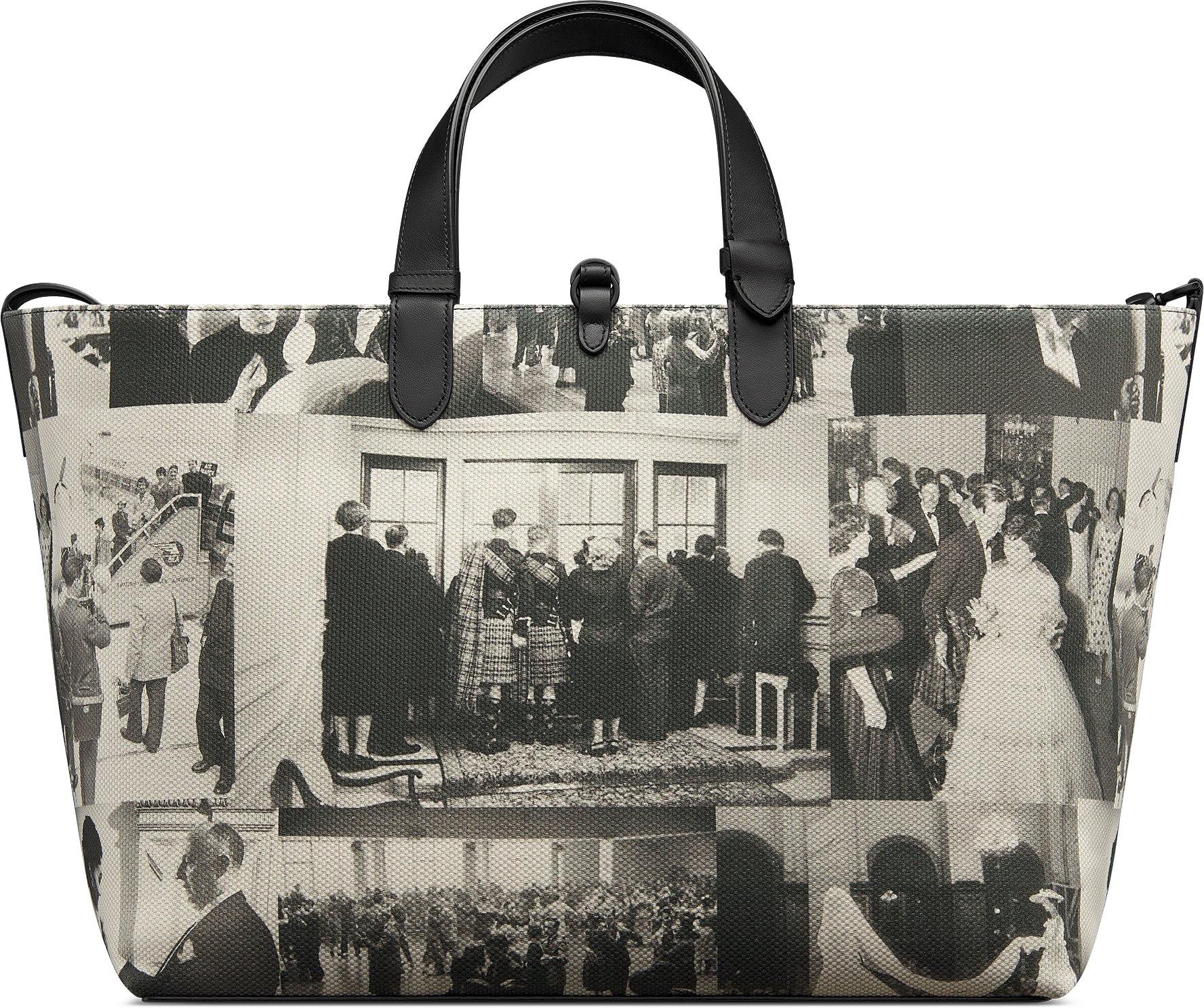 Large Dior Toujours Bag Black and White Technical Fabric with Monsieur ...