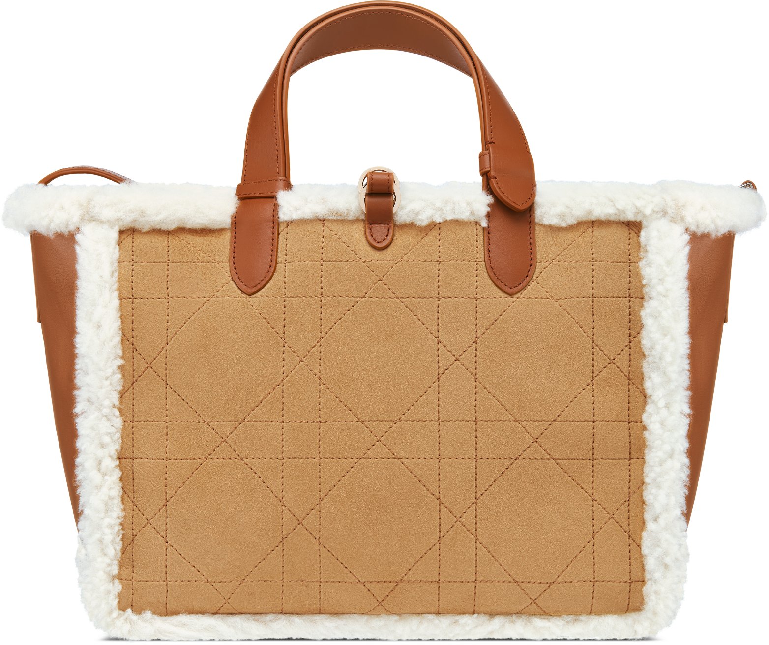 Borsa media Dior Toujours Pelle scamosciata Macrocannage beige e montone d’agnello écru | DIOR