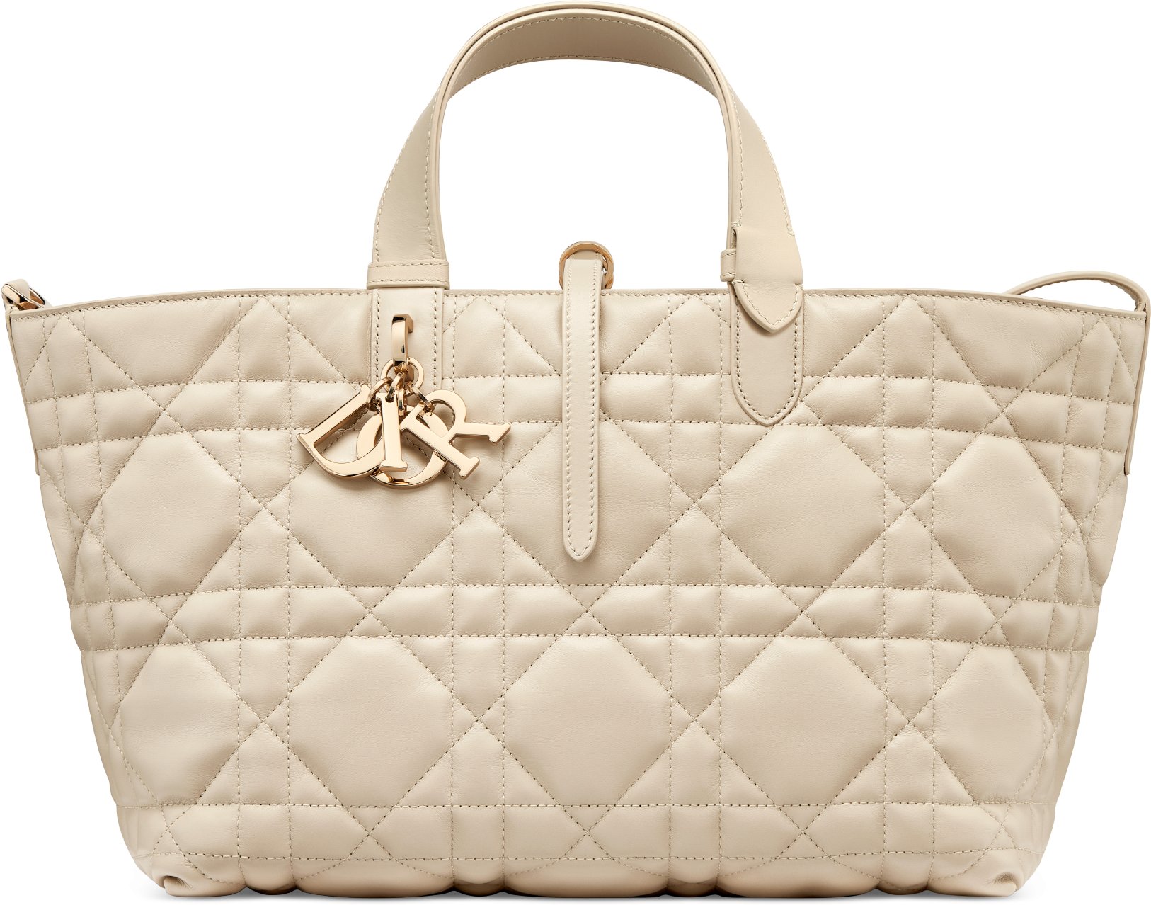 Medium Dior Toujours Bag Dusty Ivory Macrocannage Calfskin | DIOR