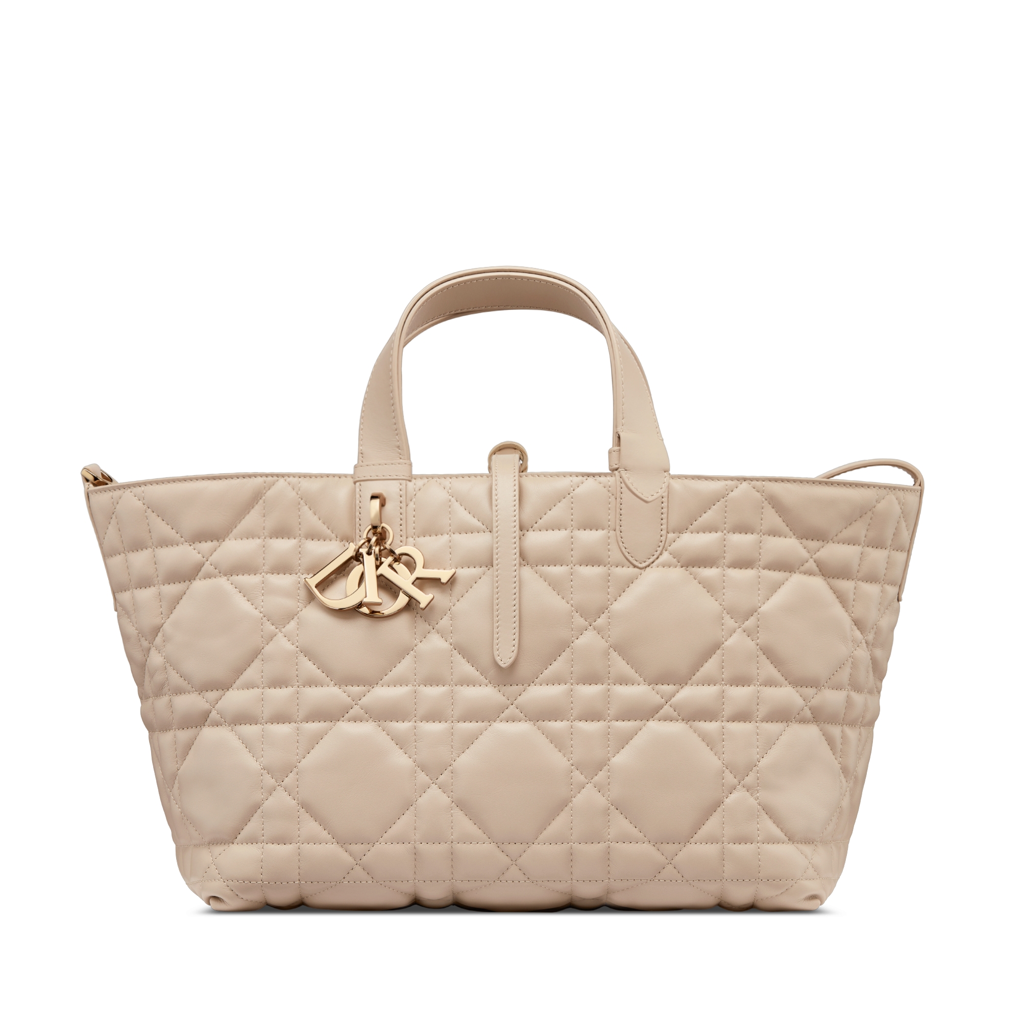 Medium Dior Toujours Bag Powder Beige Macrocannage Calfskin | DIOR