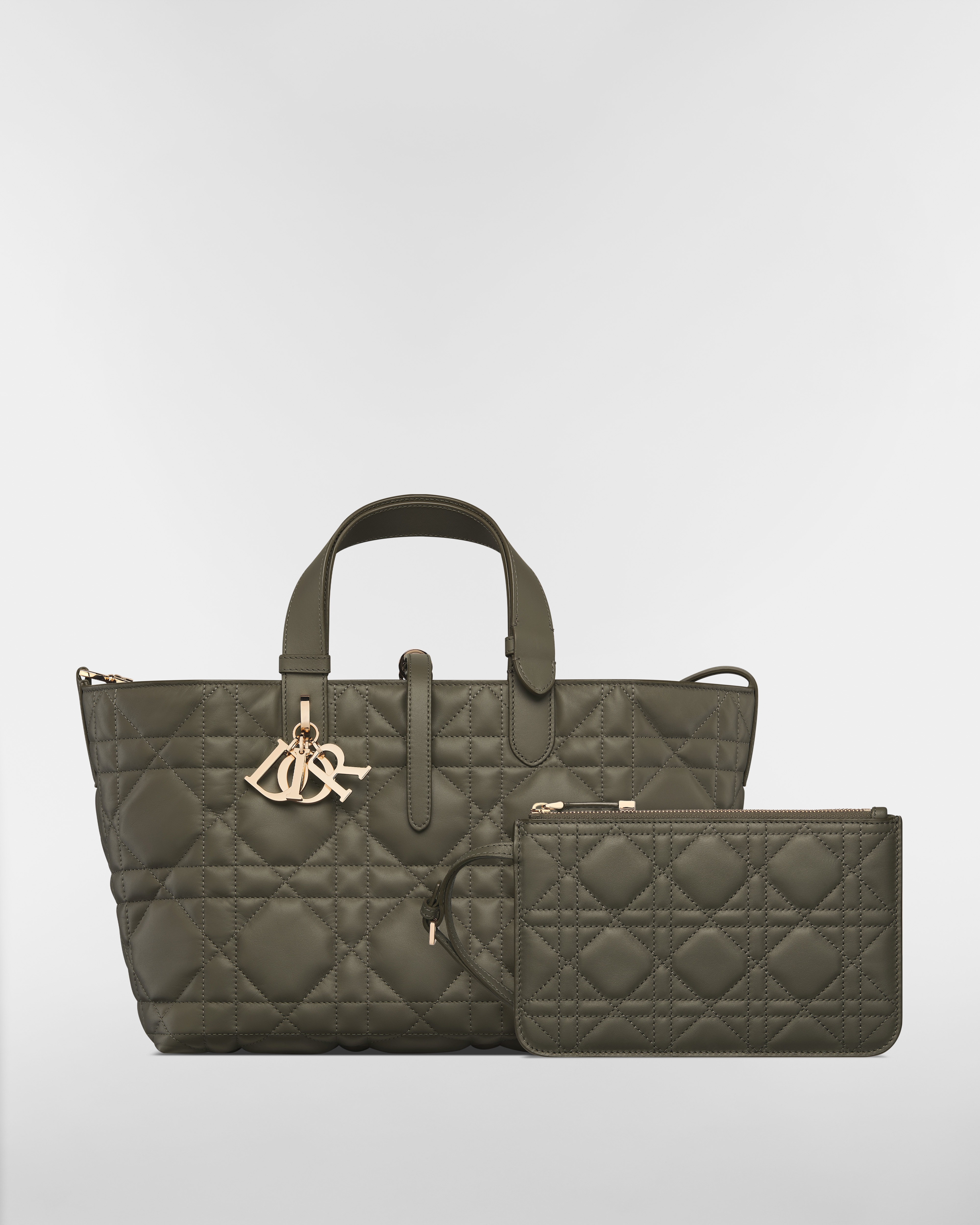 Borsa media Dior Toujours Pelle di vitello Macrocannage verde talpa | DIOR