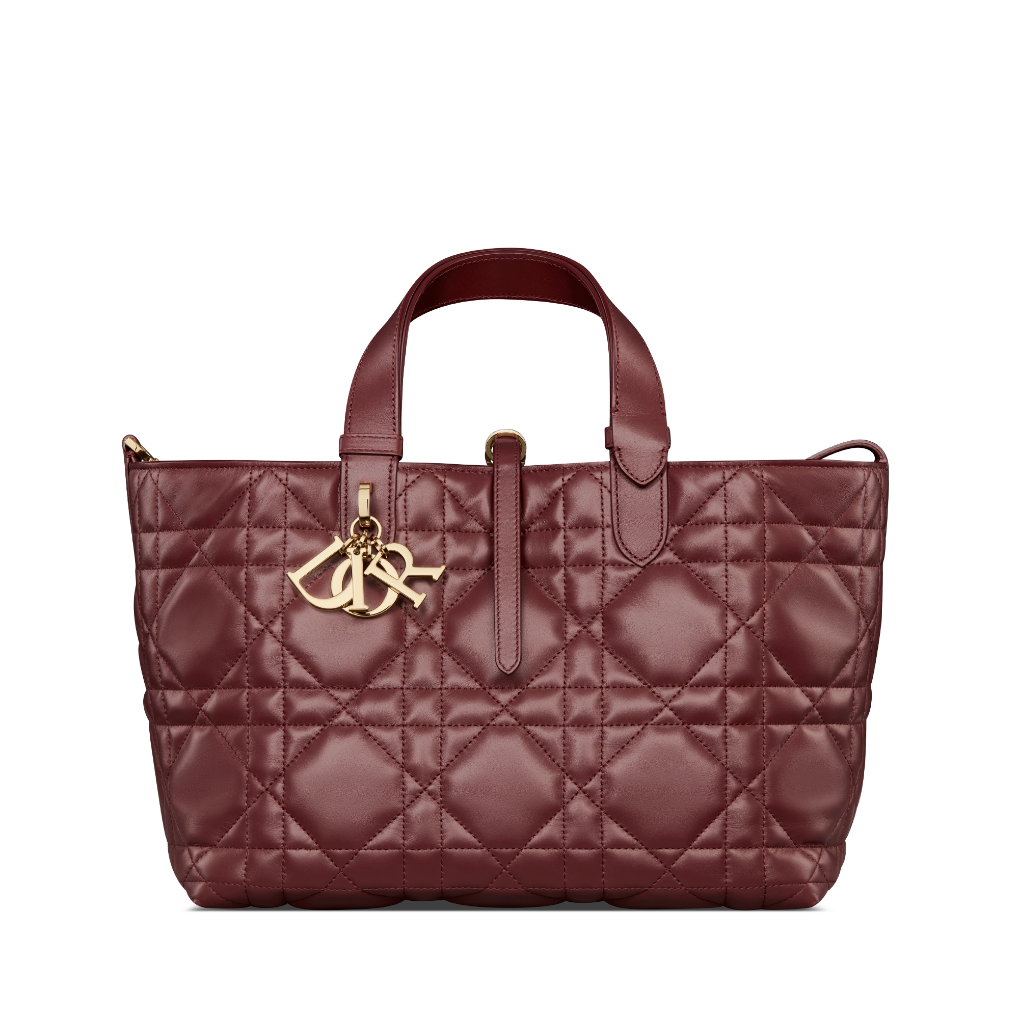 Medium Dior Toujours Bag Dahlia Red Macrocannage Calfskin | DIOR