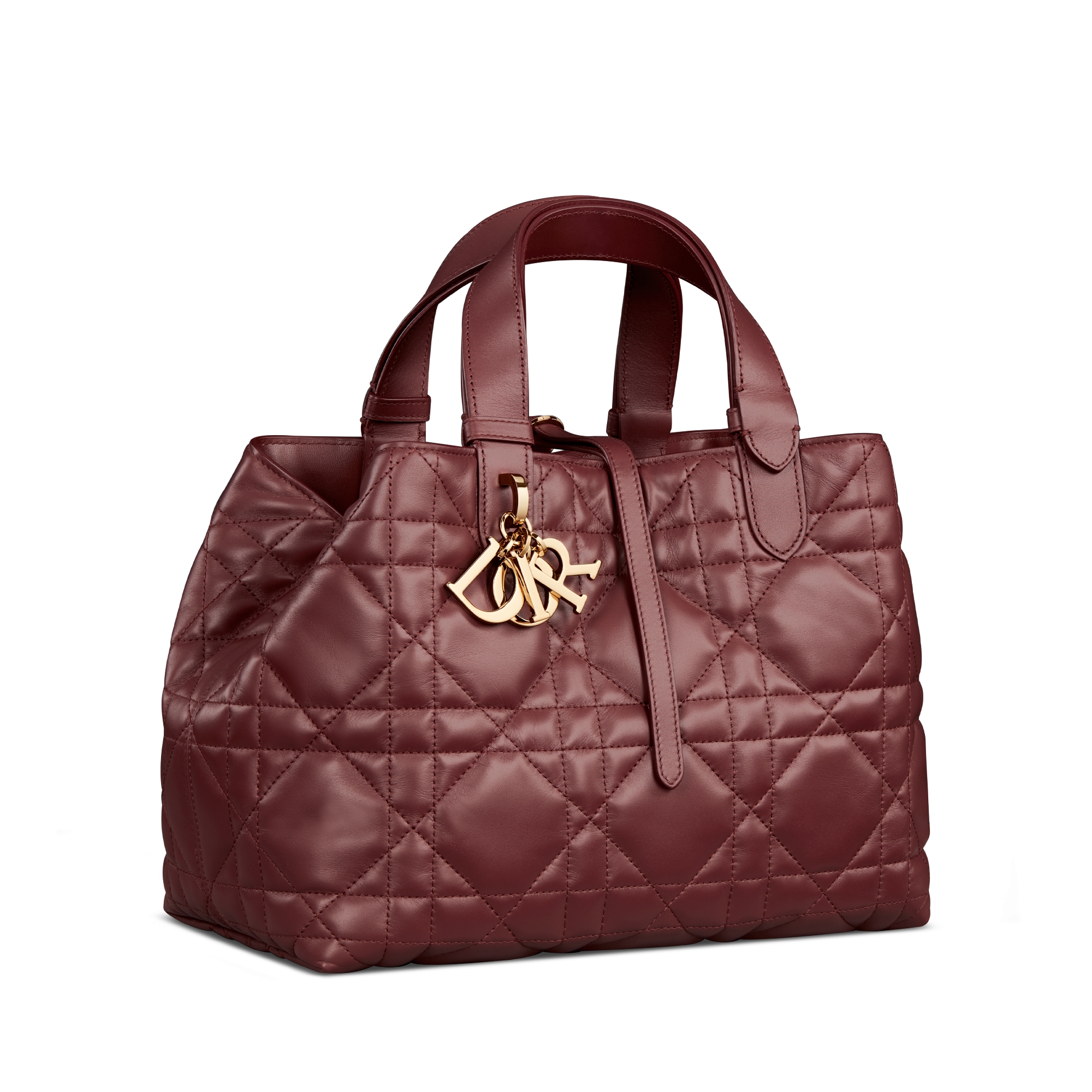 Medium Dior Toujours Bag Dahlia Red Macrocannage Calfskin | DIOR