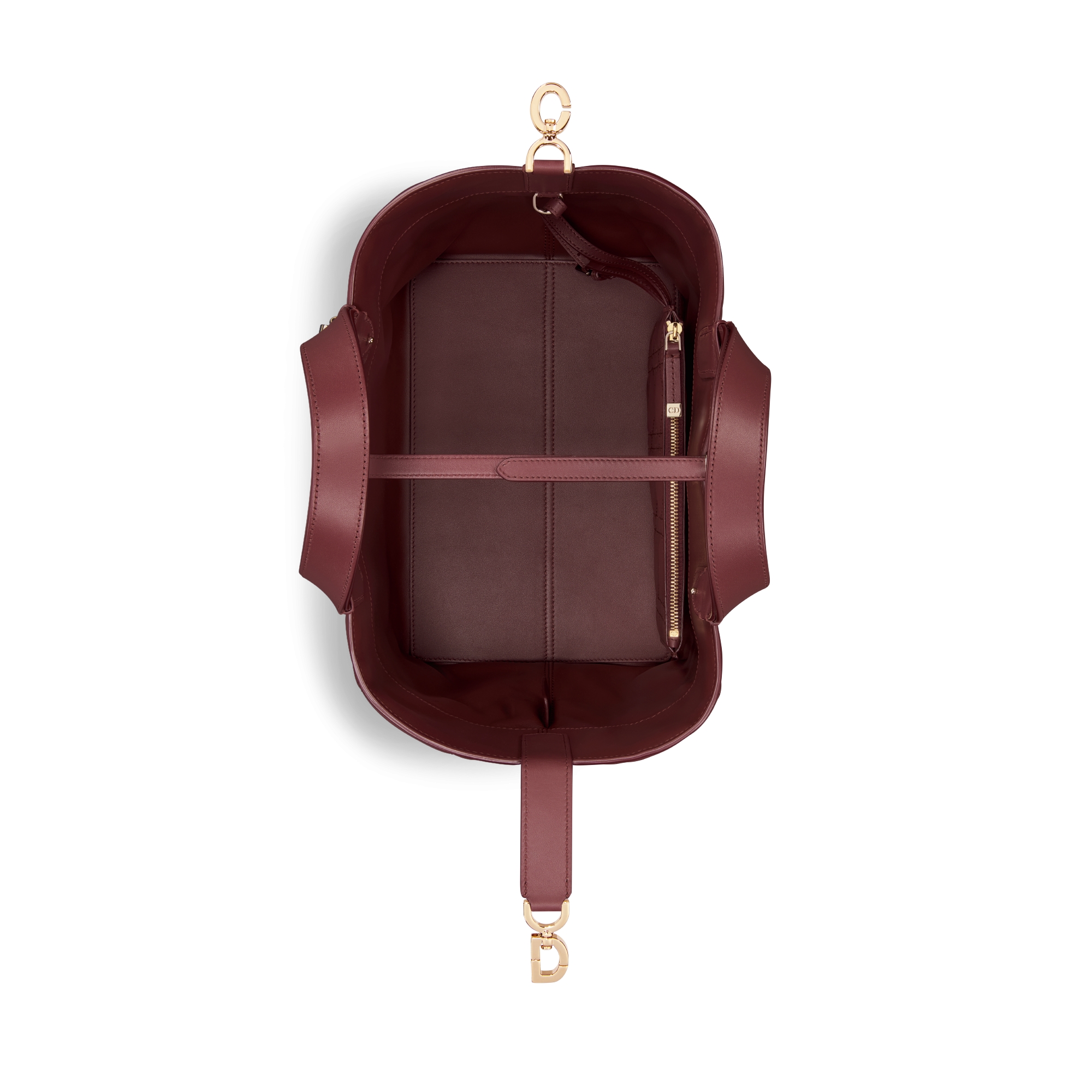 Middelgrote Dior Toujours-tas Dahlia-rood kalfsleer met Macrocannage ...