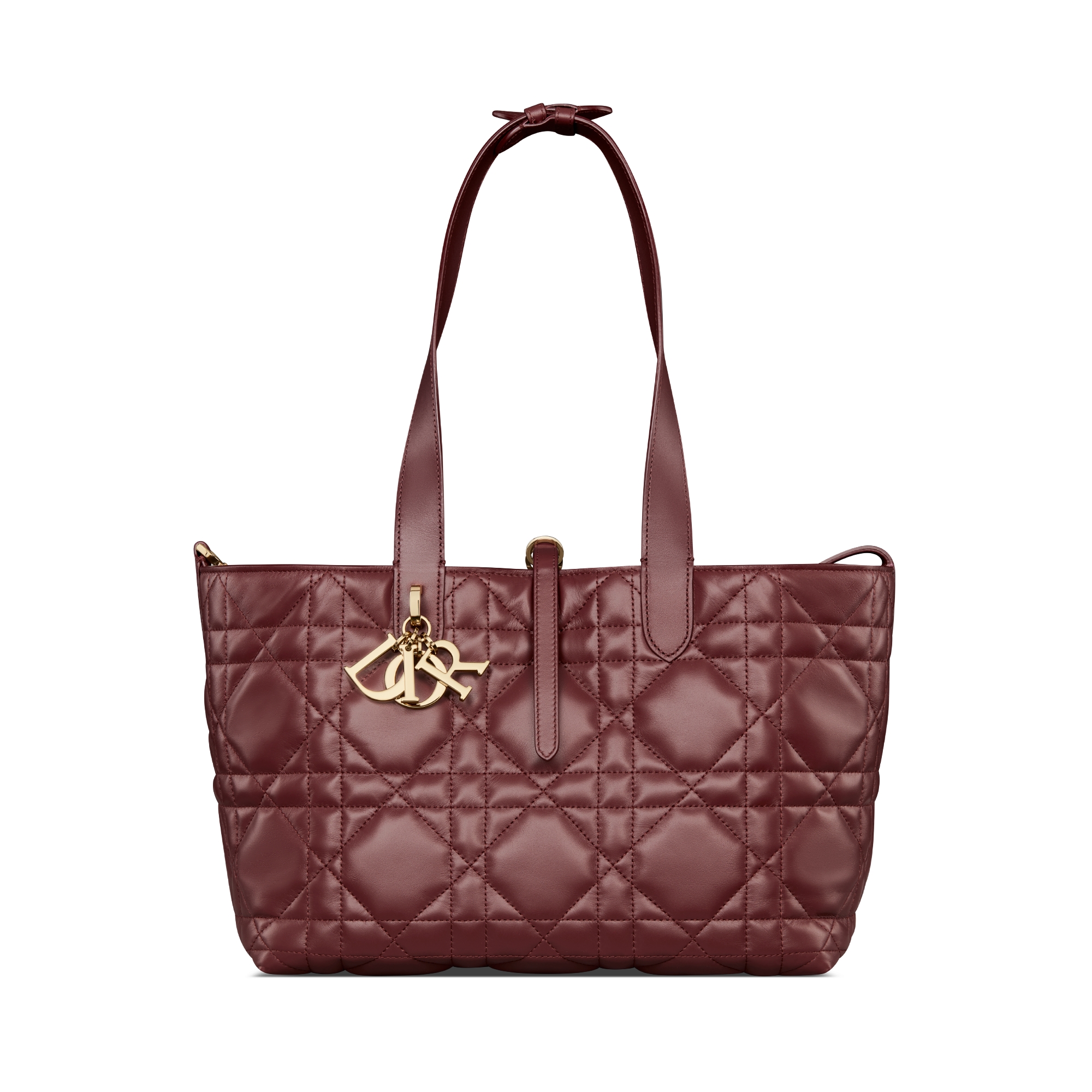 Medium Dior Toujours Bag Dahlia Red Macrocannage Calfskin | DIOR