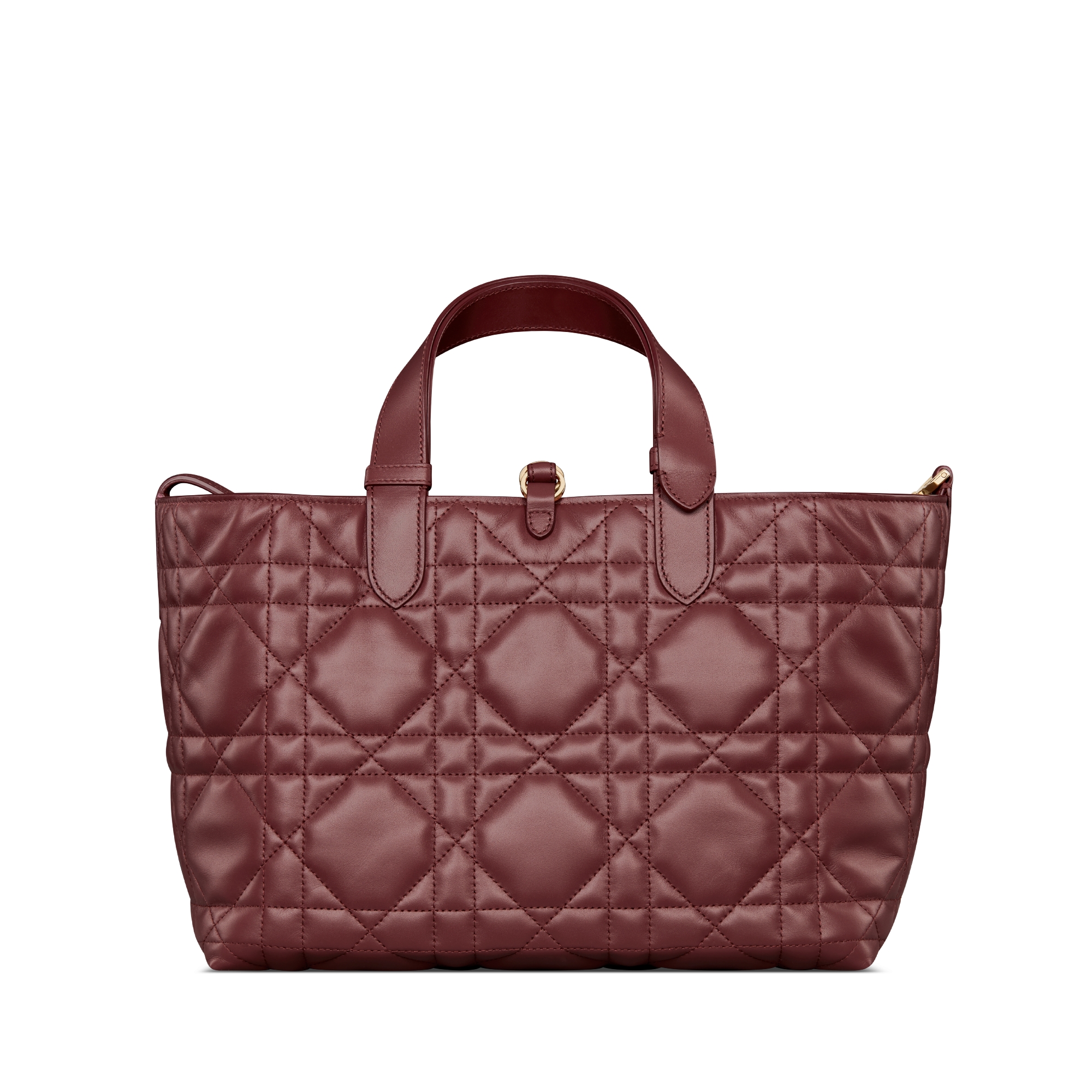 Middelgrote Dior Toujours-tas Dahlia-rood kalfsleer met Macrocannage ...