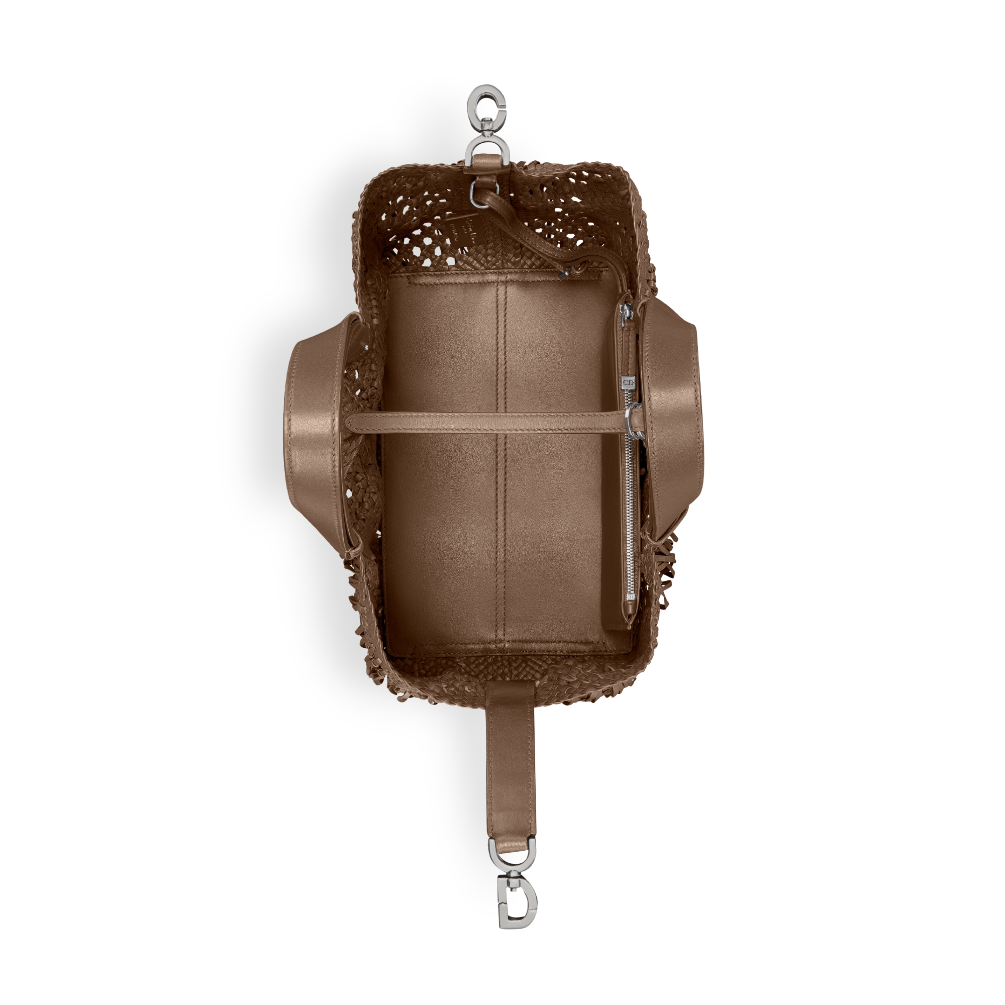 Medium Dior Toujours Bag Tobacco Brown Woven Calfskin with Fringe | DIOR