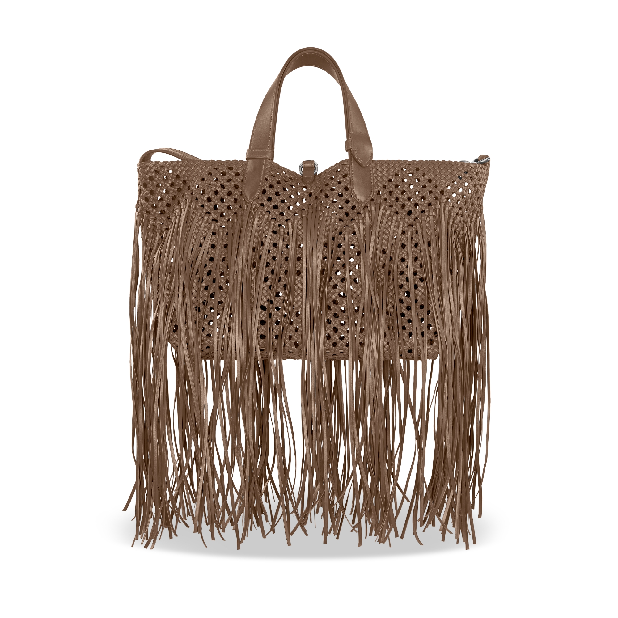 Medium Dior Toujours Bag Tobacco Brown Woven Calfskin with Fringe | DIOR