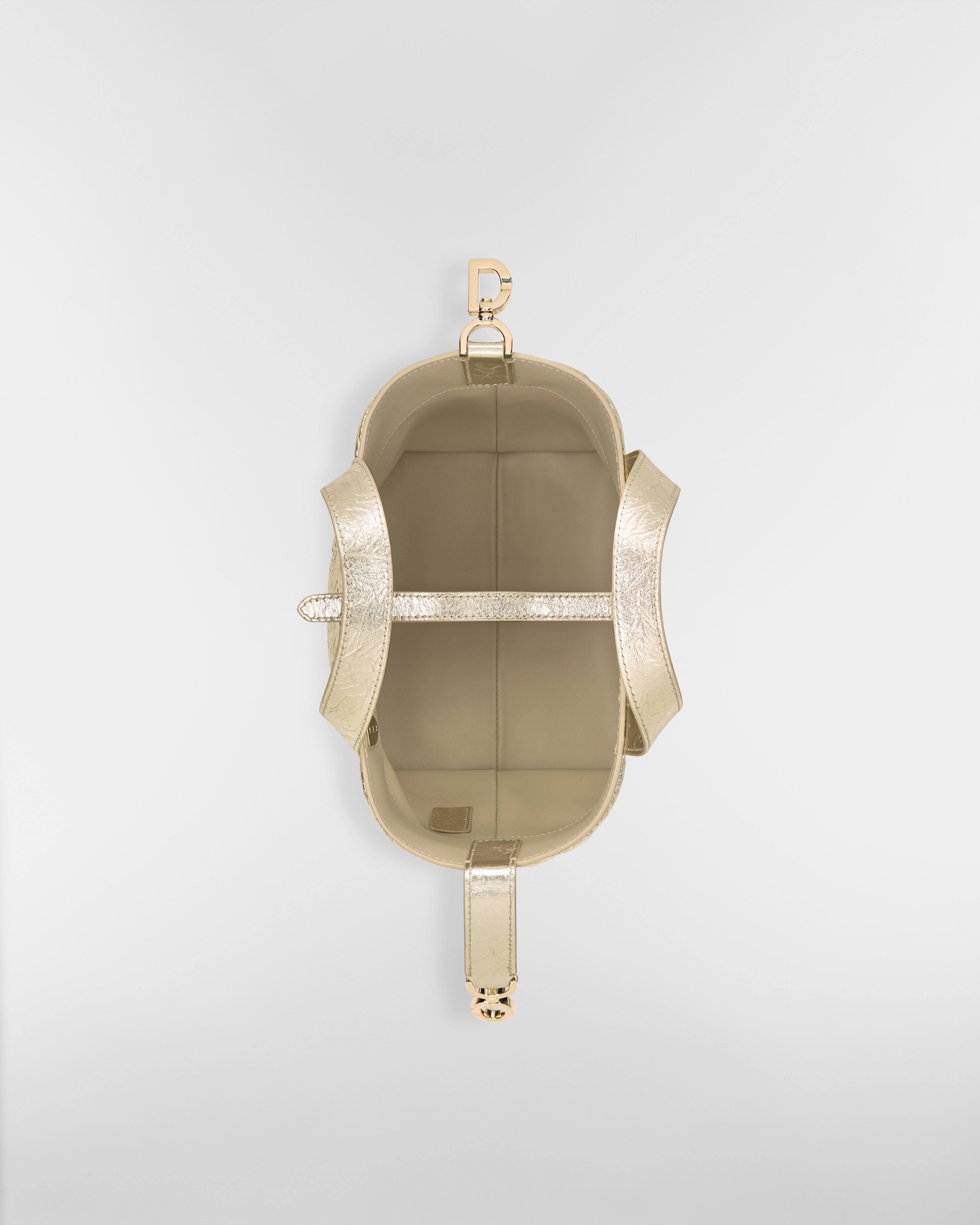 Small Dior Toujours Vertical Tote Bag Metallic Gold-Tone Semi Flat ...