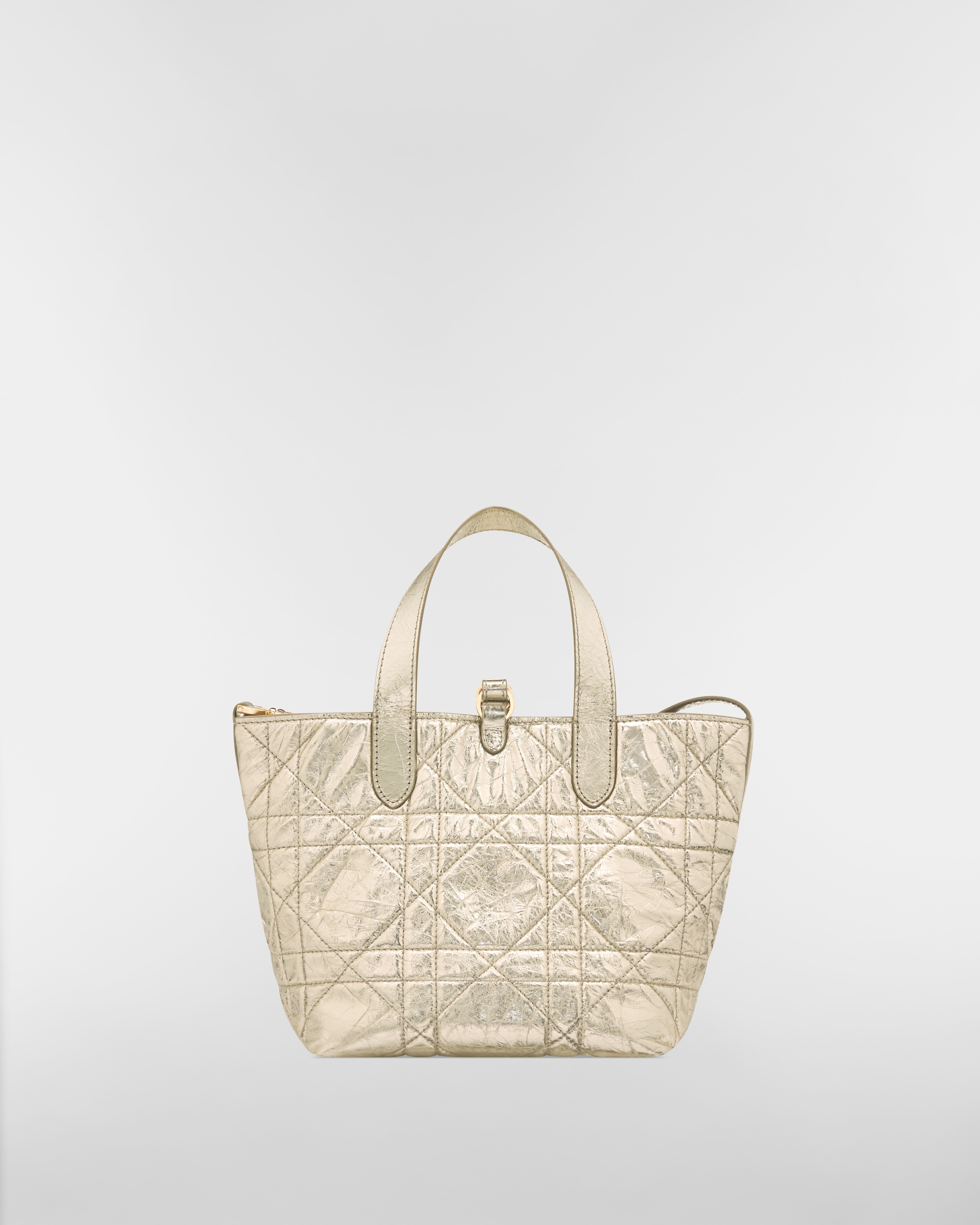 Small Dior Toujours Vertical Tote Bag Metallic Gold-Tone Semi Flat ...