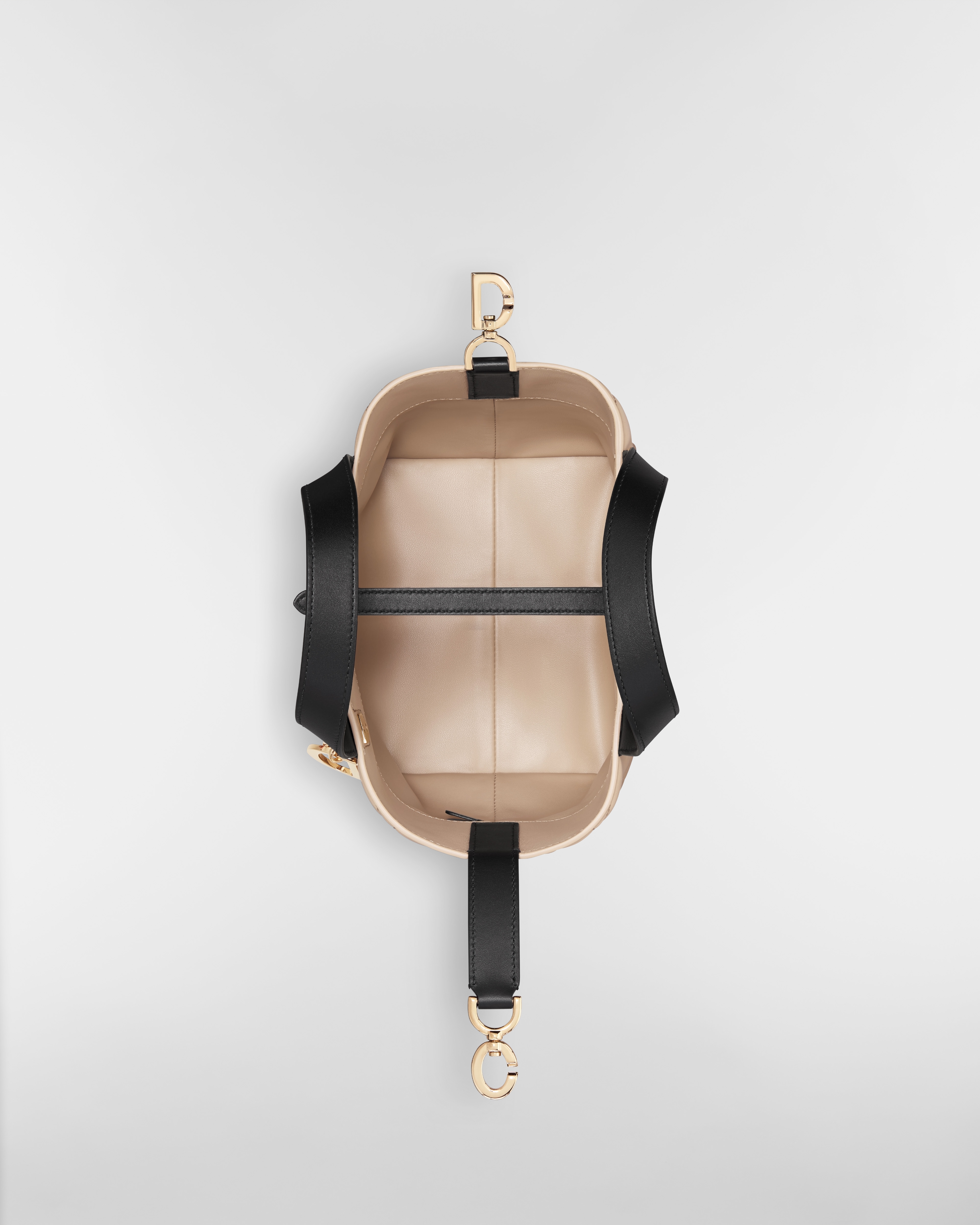 Small Dior Toujours Vertical Tote Bag Black and Rope Beige Macrocannage ...