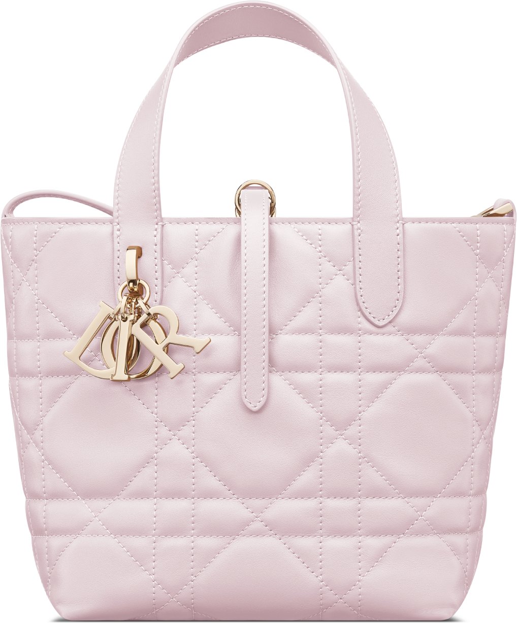 Sac cabas vertical Dior Toujours Small Cuir de veau Macrocannage rose pâle | DIOR