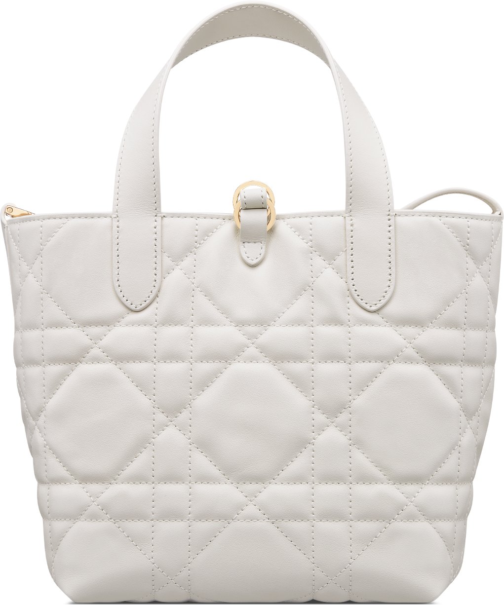 Small Dior Toujours Vertical Tote Bag Latte Macrocannage Calfskin | DIOR