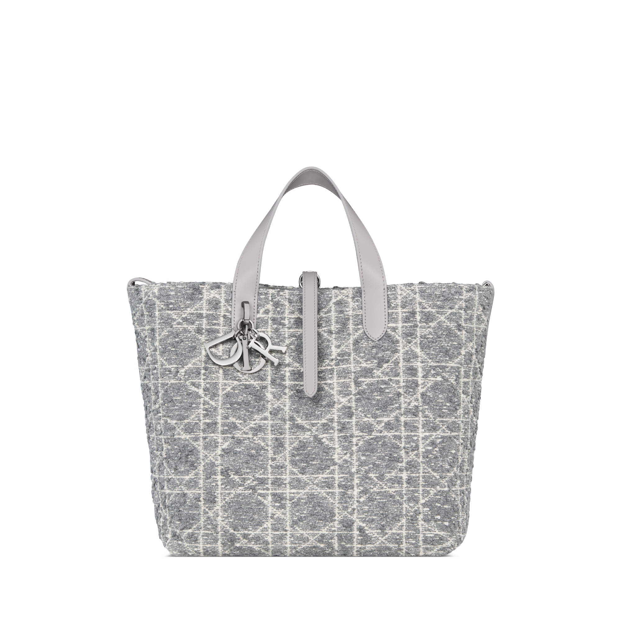 Sac cabas vertical Dior Toujours Medium Tweed à motif Cannage gris | DIOR