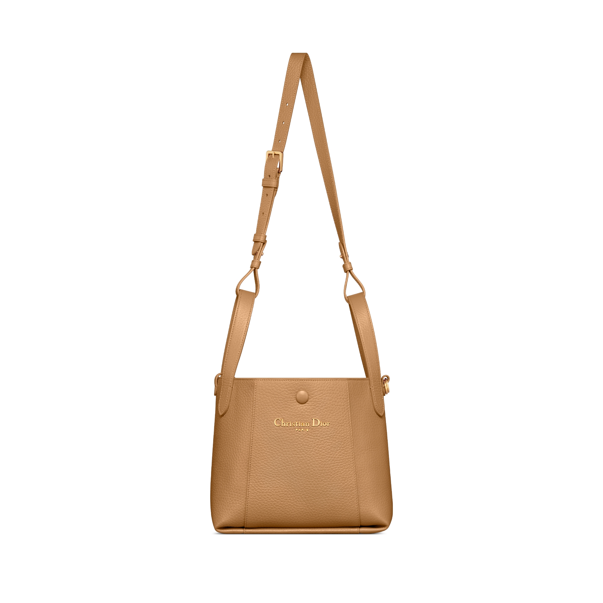 Small Signature Bucket Bag Light Gold-Tone Grained Calfskin | DIOR