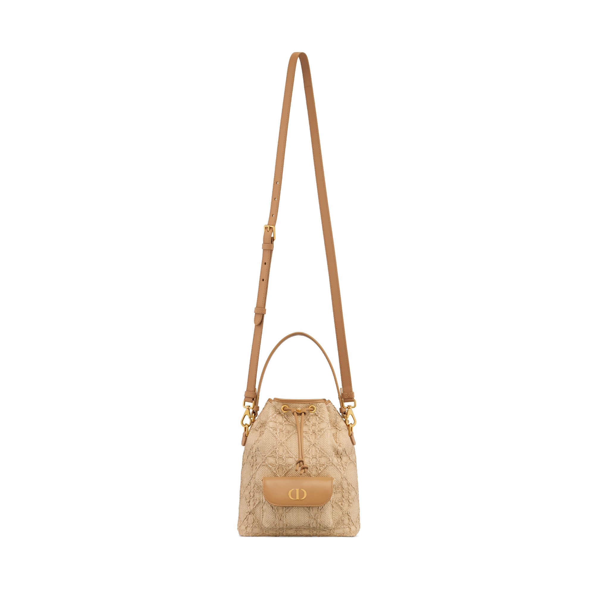 Small Dior Caro Bucket Bag Natural Macrocannage Raffia | DIOR