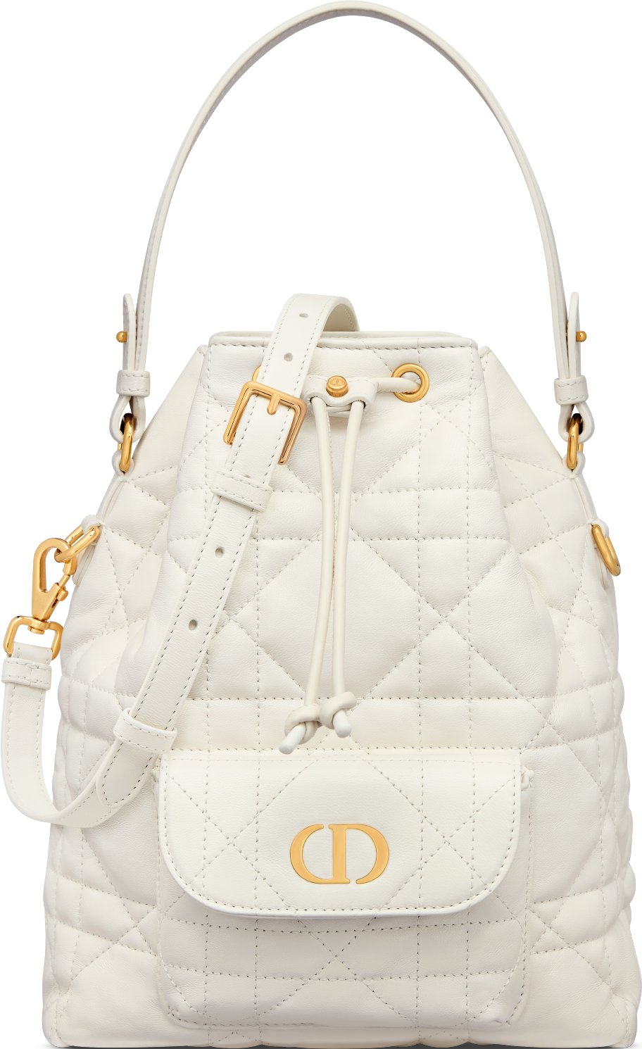 Small Dior Caro Bucket Bag Black Macrocannage Lambskin | DIOR
