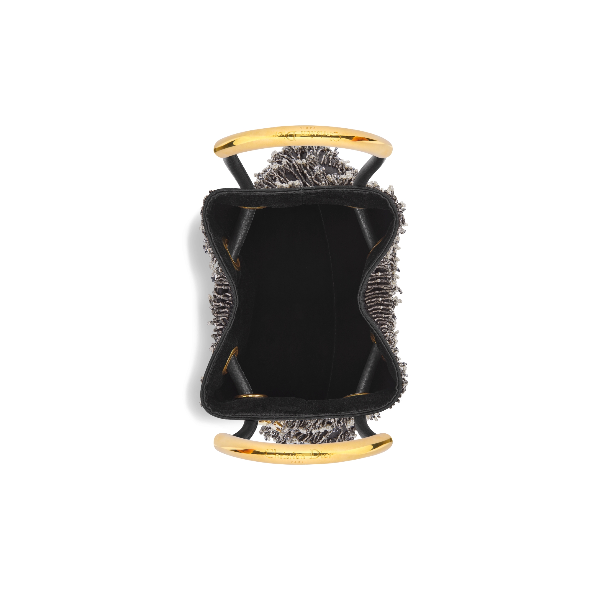 Medium Dior Nolita Bag Black Satin with Fringe in Silver-Tone Beads and ...